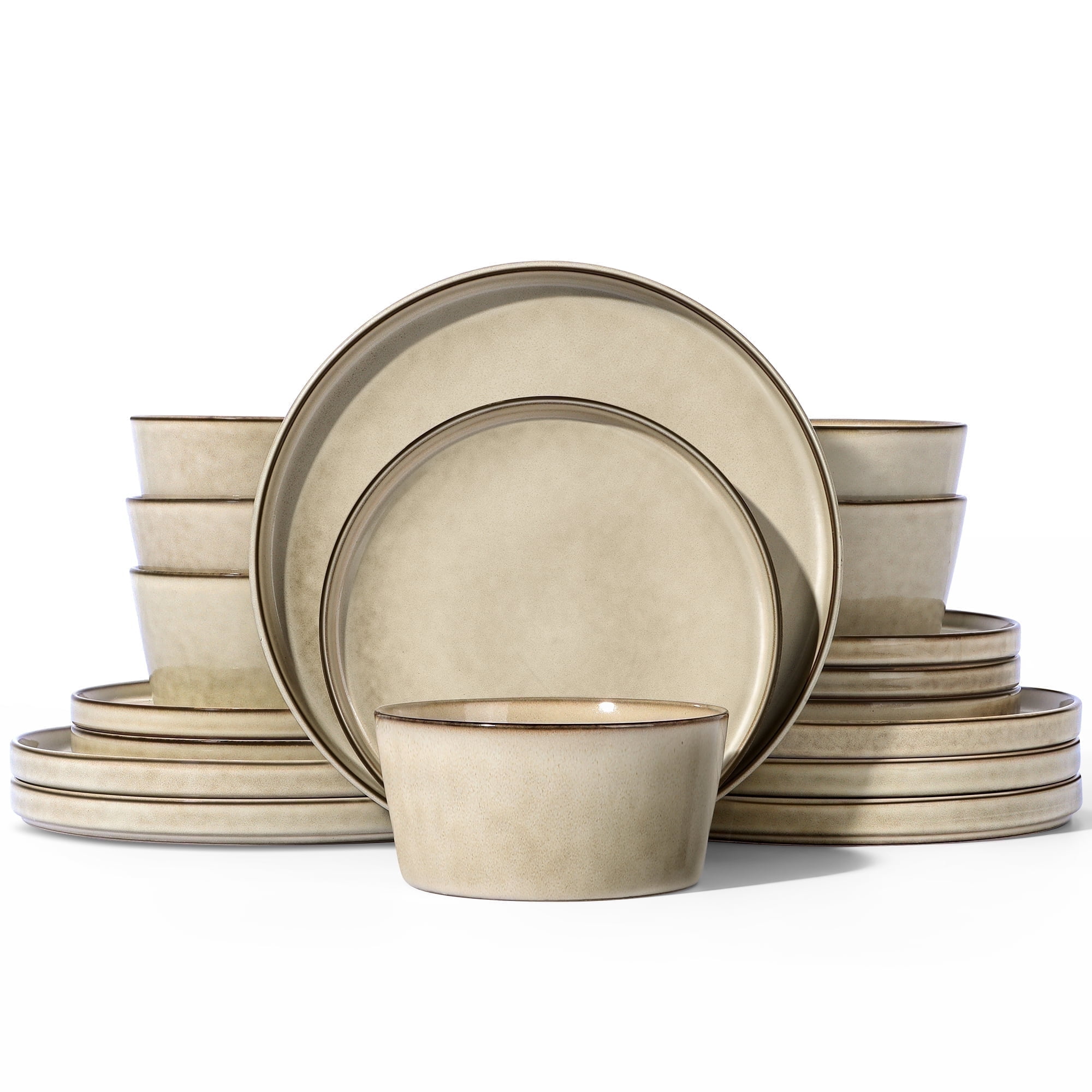 Onader Dinnerware Sets for 6, 18 Piece Plates and Bowls Dish Set ...