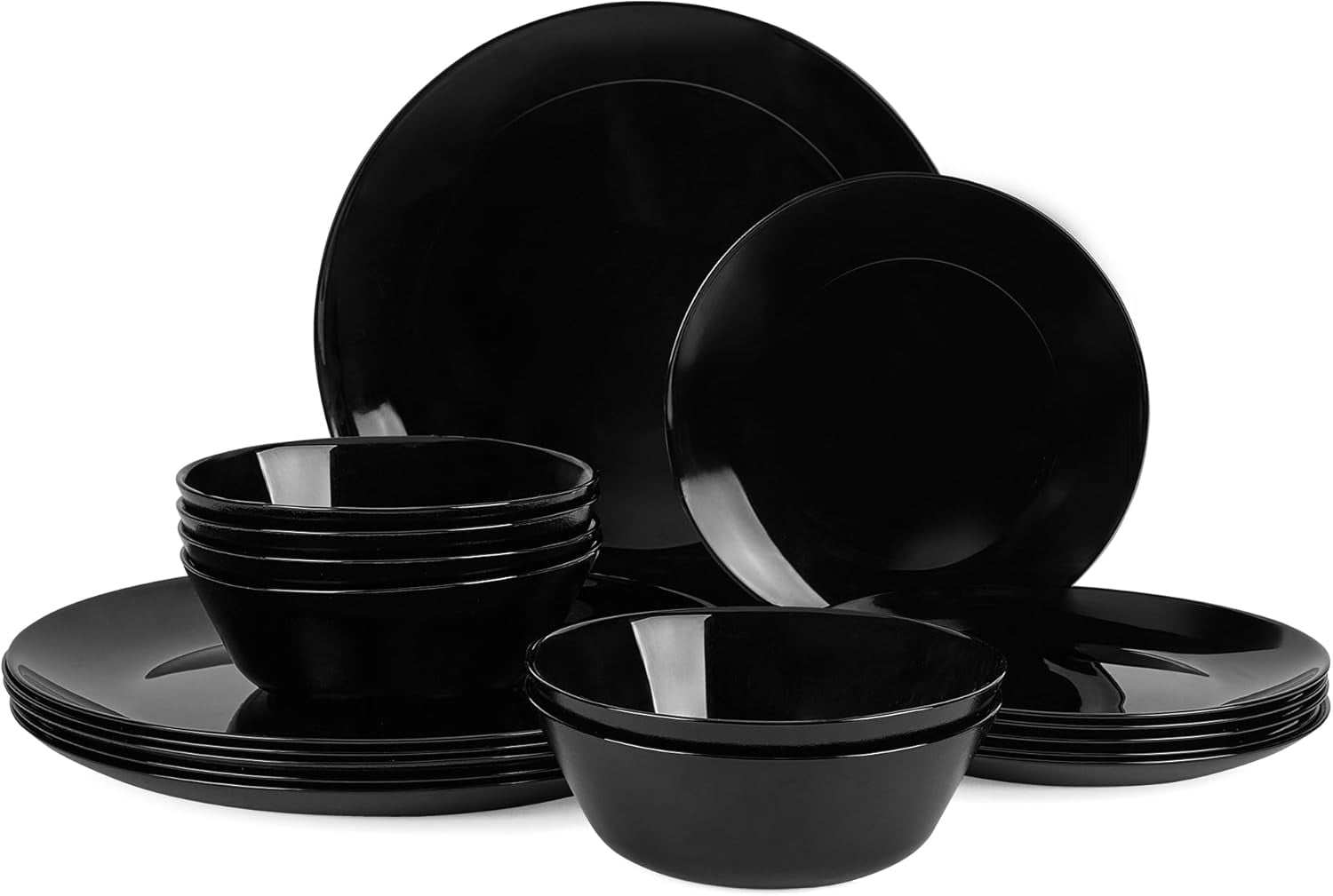 Dinnerware Sets for 6, 18 Pieces Opal Glass Plates and Bowls Set ...