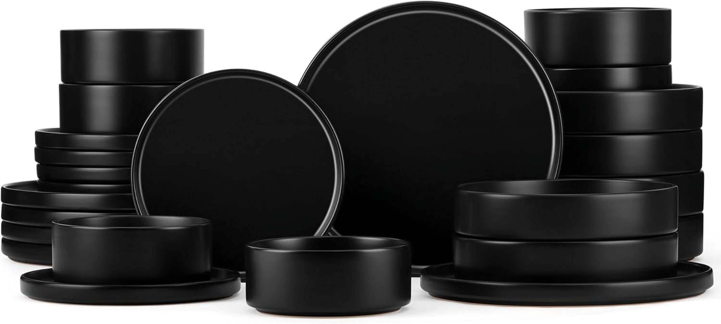 Dinnerware Sets with Pasta Bowls for 6, 24 Piece Dinner Salad Plates ...