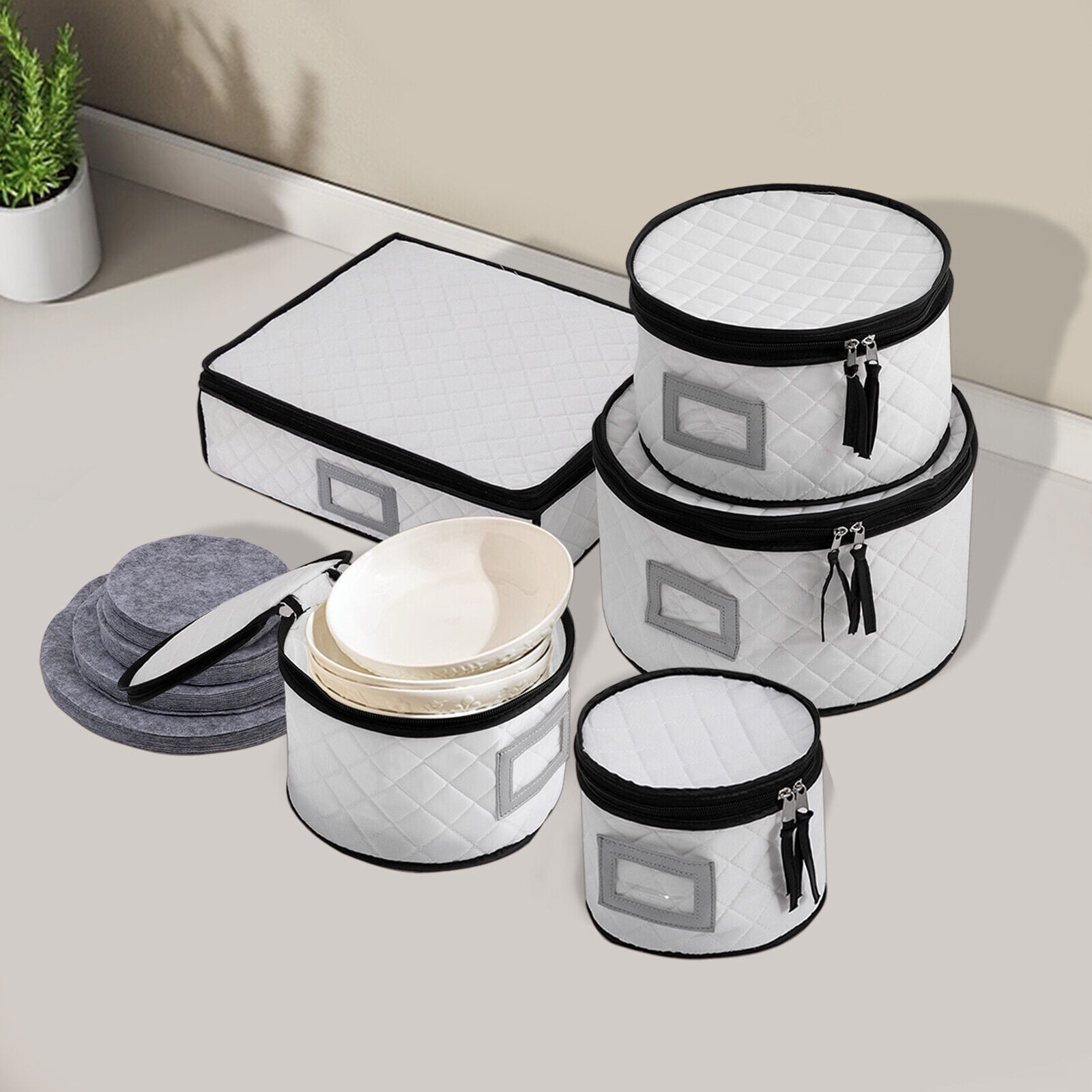 Dinnerware Storage Organizer Set, Porcelain Storage Set Containers ...