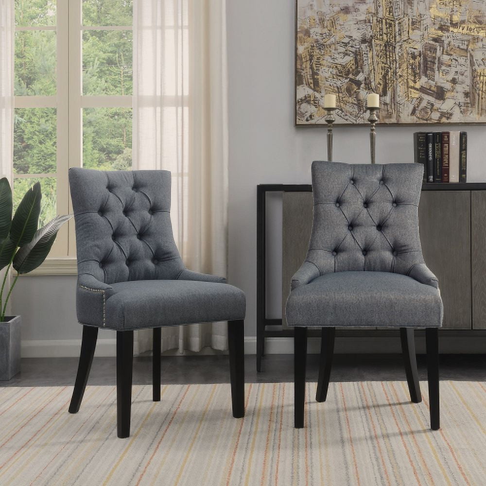 Dinng Chair,Fabric Upholstered Dining Chairs with Wood Legs and Button ...