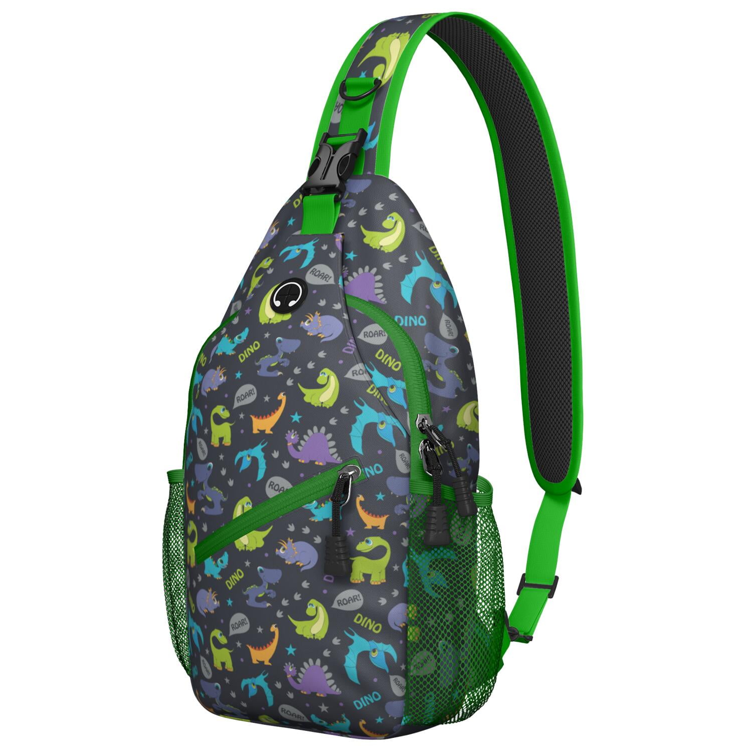 Dino Adventure Pack - Cartoon Print Sling Bag with Mesh Pockets ...