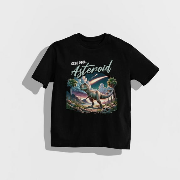 Dino & Asteroid Retro Scene Tee, Colorful Prehistoric Landscape Graphic ...