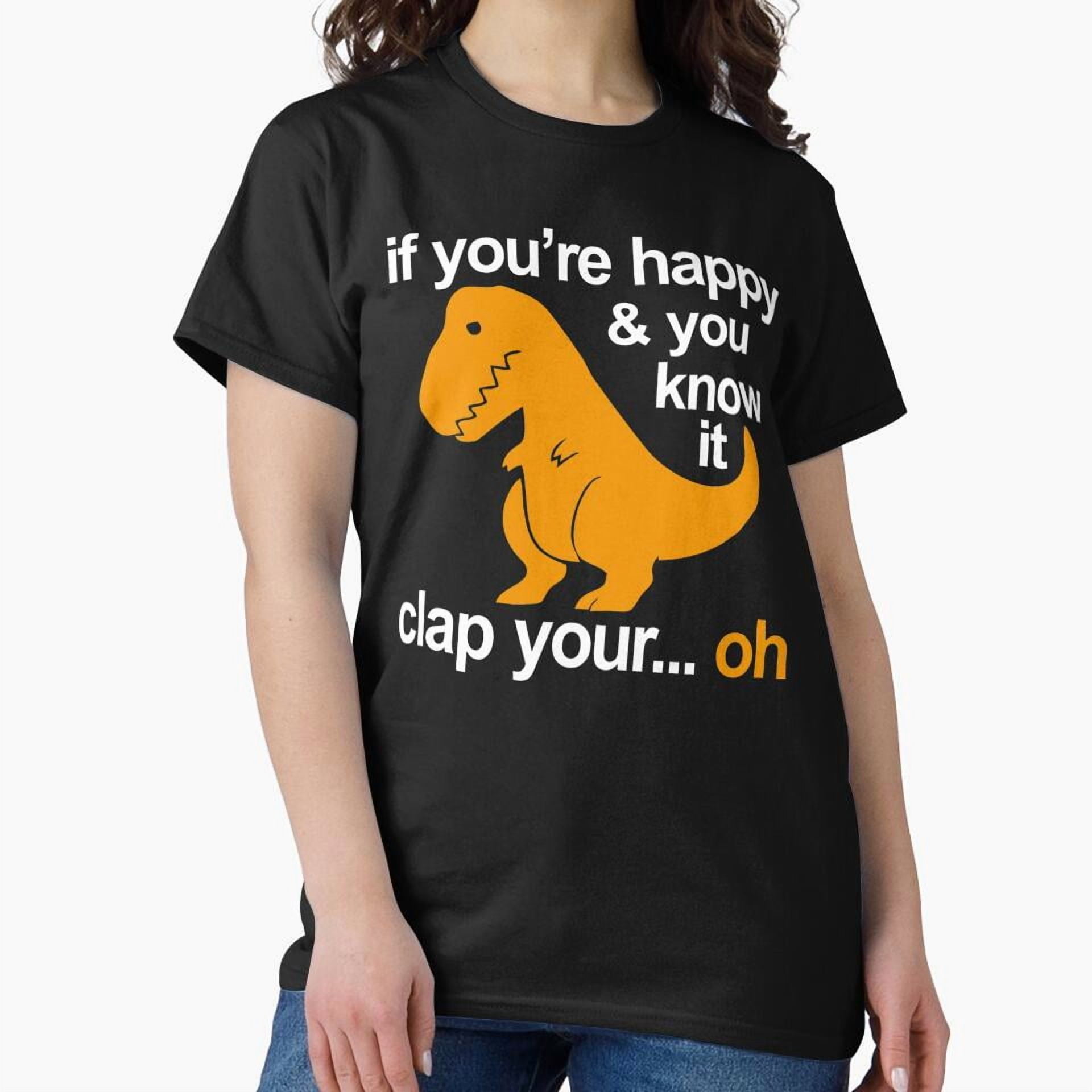 Dino Clap Your Hands Cute T Rex Kids Happy Rhyme Retro Art Unisex T ...