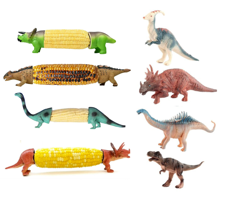 Dino Corns on the Cobs Holder Barbecue Skewers Cute Dino with Stainless Steel Prongs Dinosaur ...