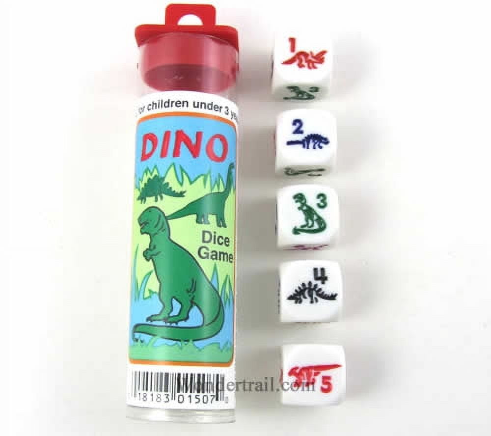 Dino Dice Game White Opaque Six Sided Dice (D6) 16mm (5/8in) Koplow ...