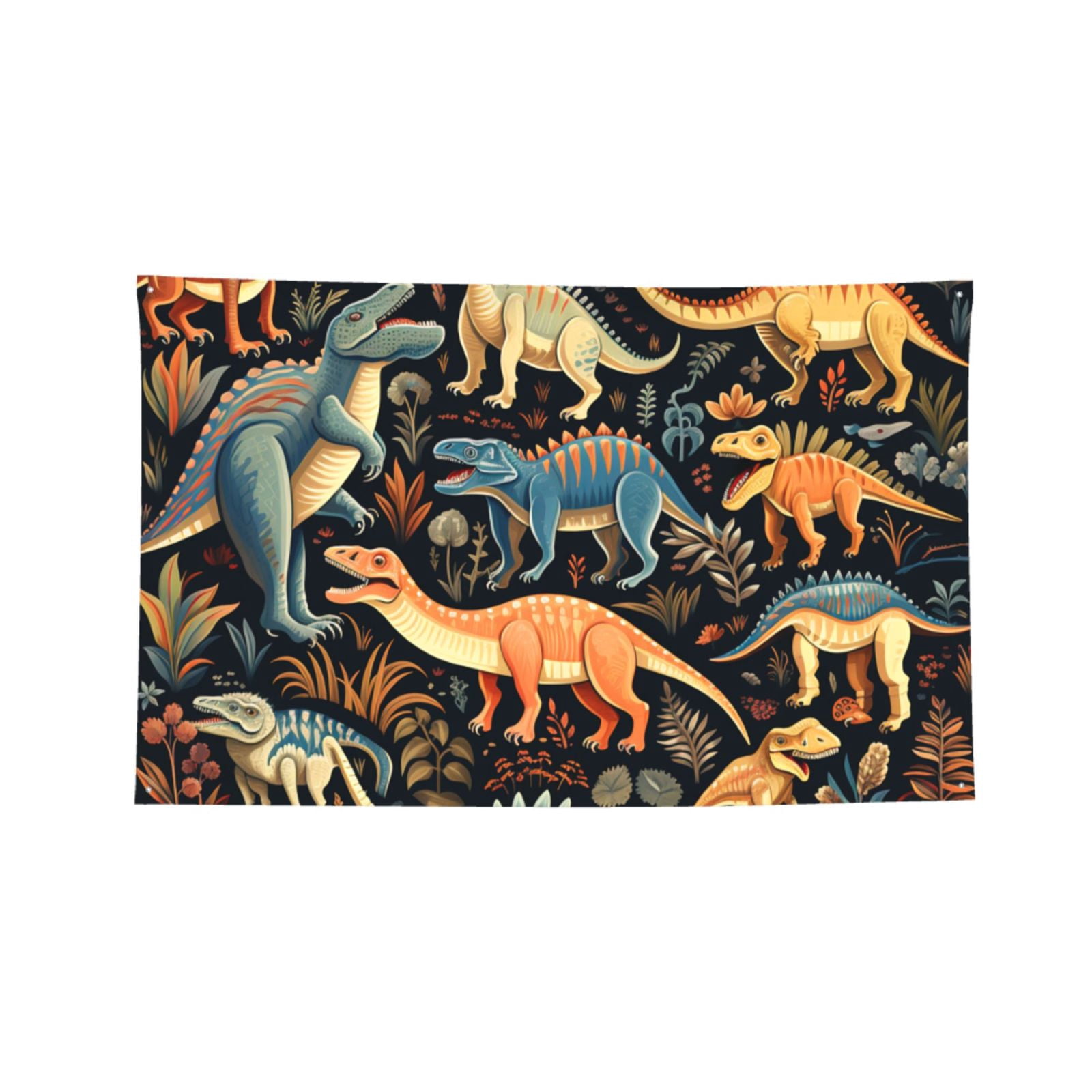 Dino Dinosaur Art Four Hole Decorated Banner Flag for Garden Yard Home ...