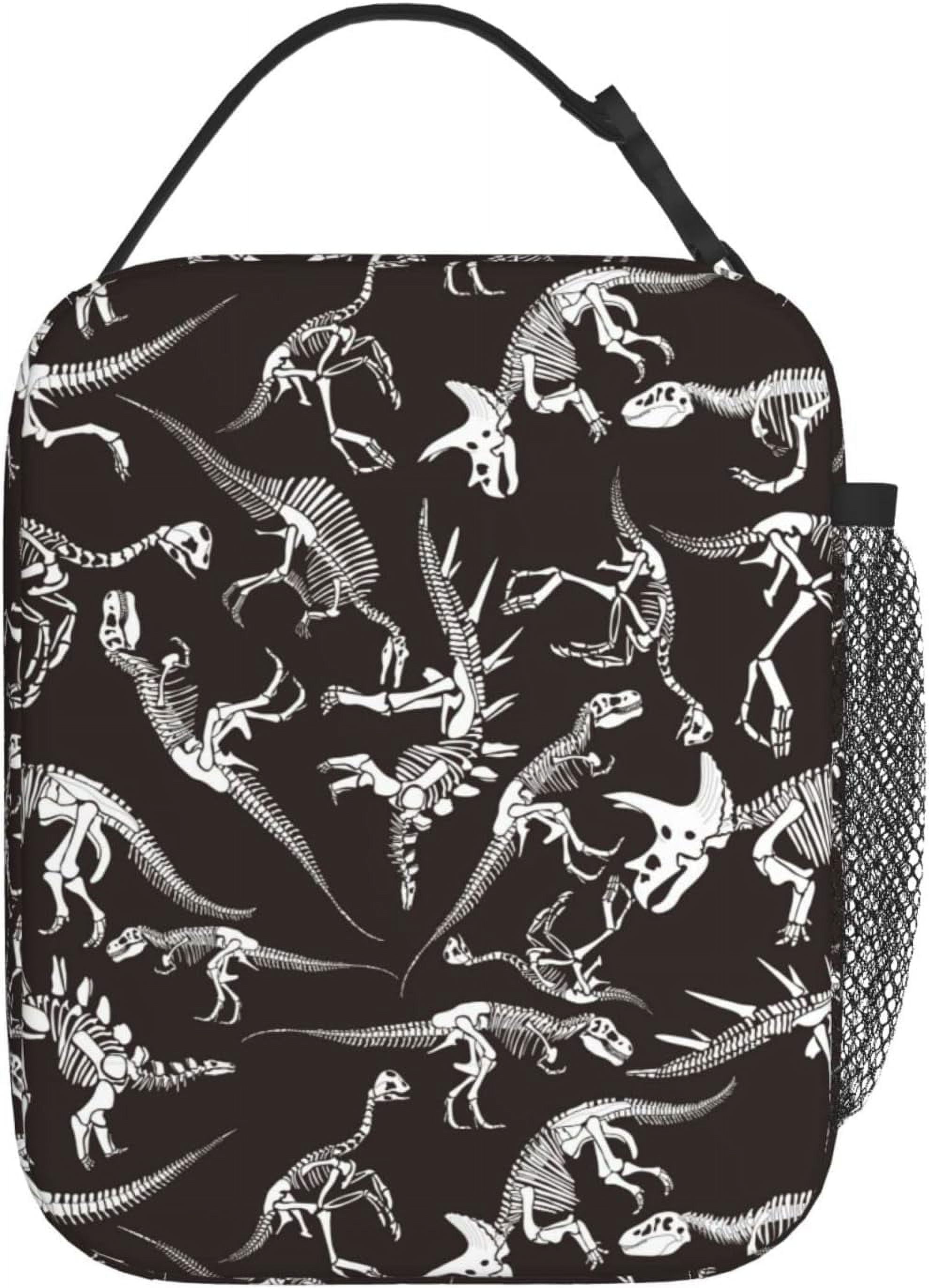 Dino Dinosaur Skeleton Halloween Portable Lunch Bag Insulated Lunch Box ...
