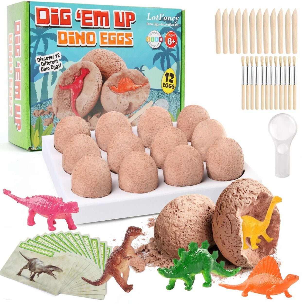 Dino Eggs Dig Kit 12 Pack Dinosaur Eggs Excavation Science Experiments ...