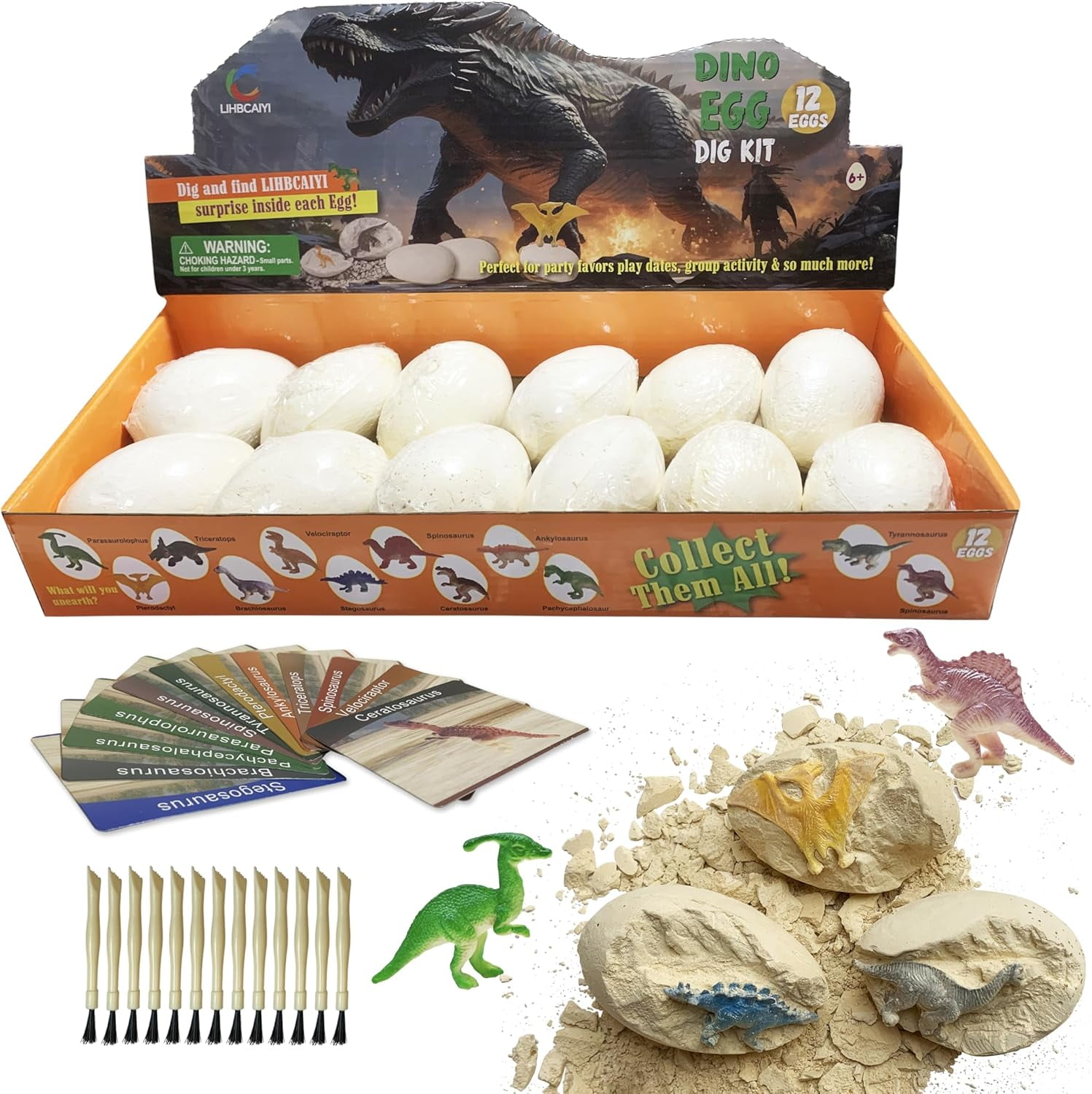 Dino Eggs Dig Kit 12Pcs Dinosaur Excavation Bricks Toys Archaeology ...