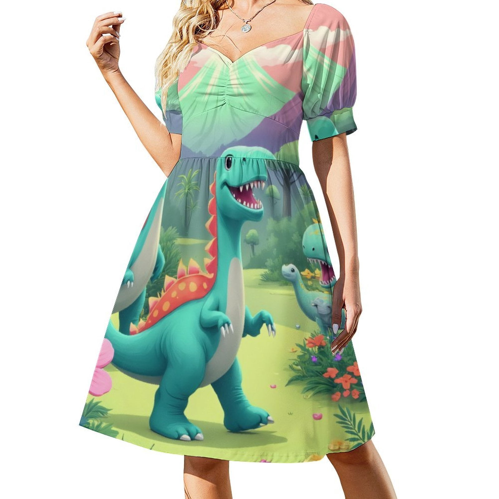 Dino Family Adventure Summer Women's Dress 2025 Elegant Dresses Plus ...