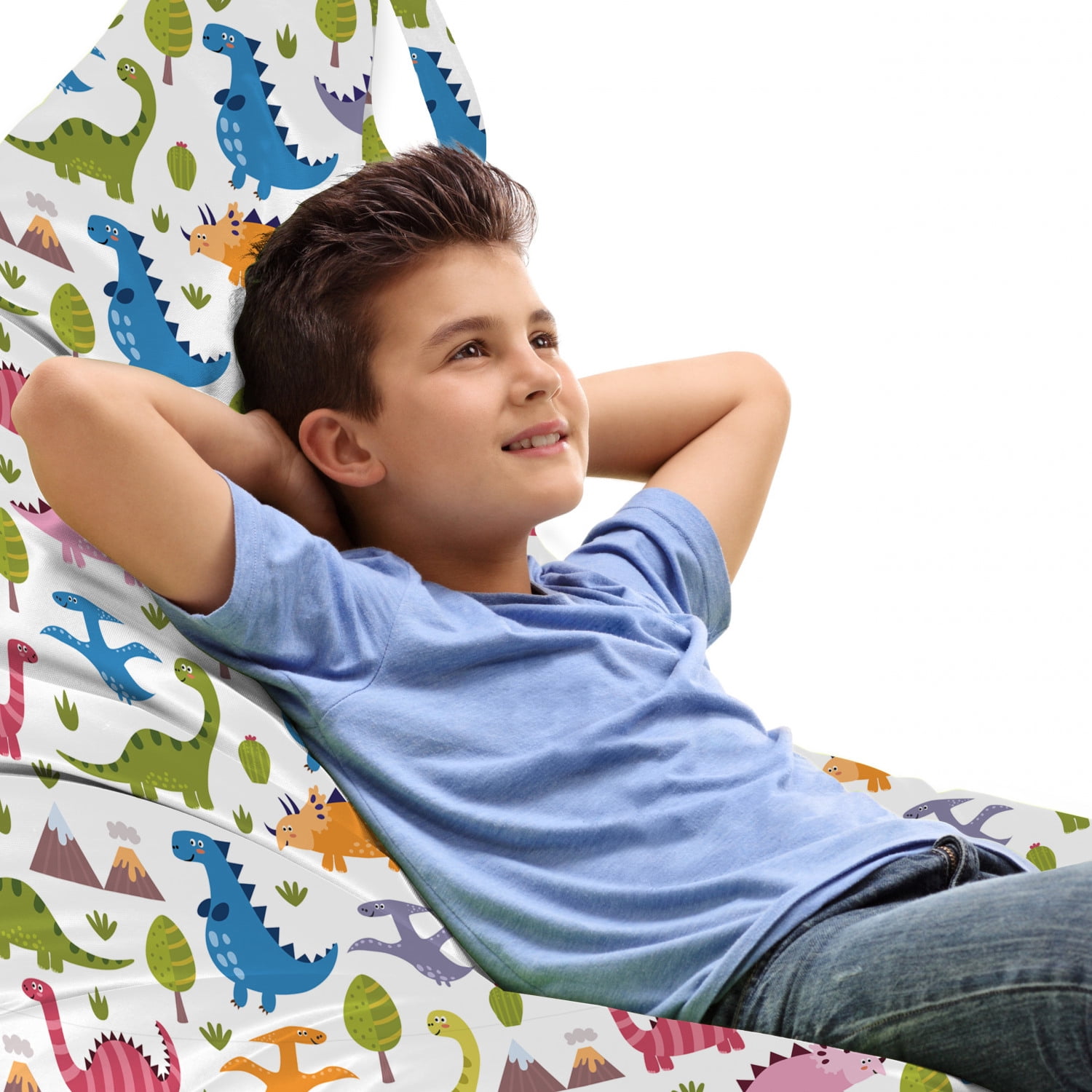 Dino Lounger Chair Bag, Cartoon Style Colorful Dinosaurs T-Rex ...