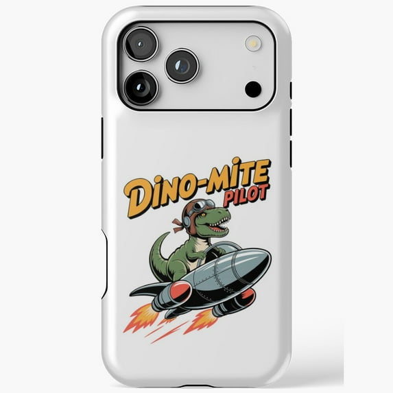 Dino-Mite Pilot Cartoon Design Phone Case for iPhone 11 through 17 Pro ...