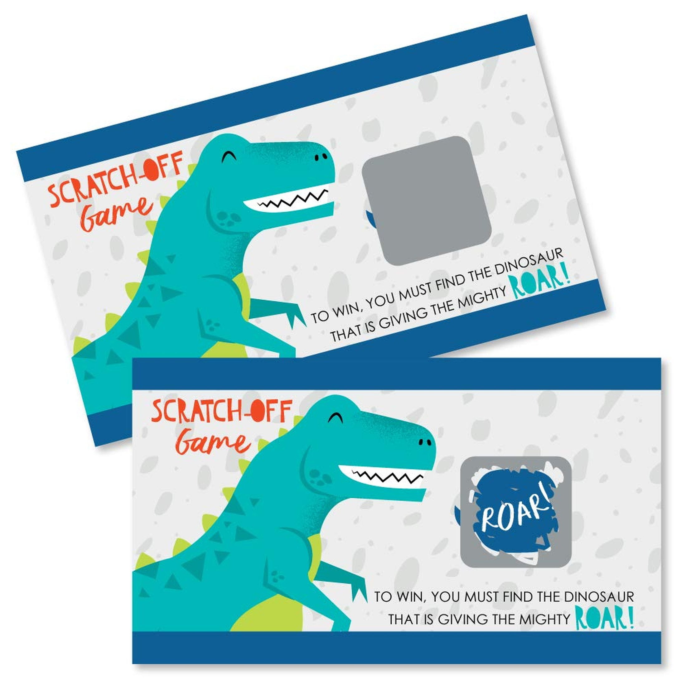 Dino Mite Scratch Off Cards for T-Rex Themed Baby Showers and Birthday ...
