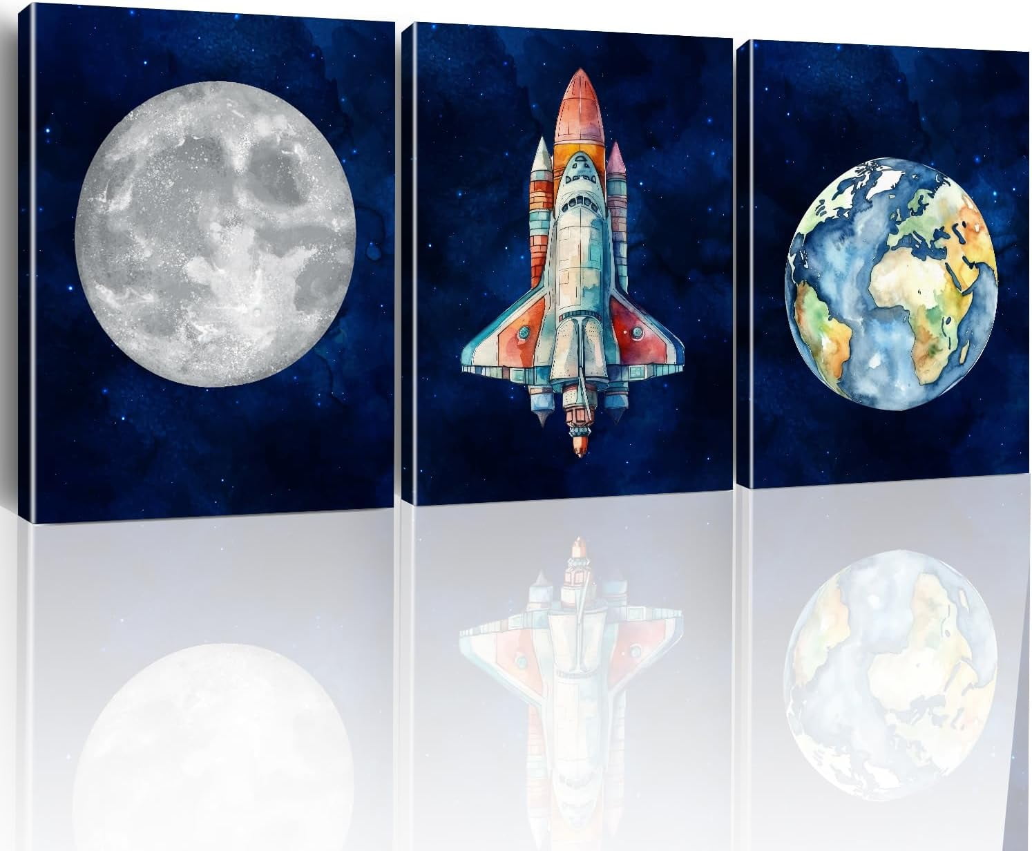 Dino Outer Space Decor: Astronaut Space Wall Art for Kids Bedroom ...