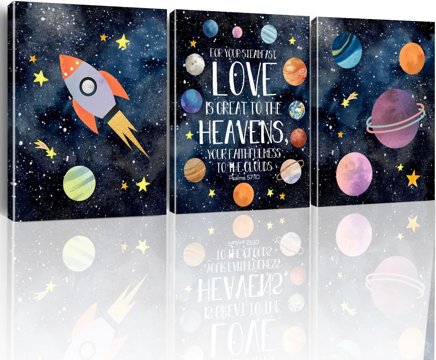 Dino Outer Space Decor: Astronaut Space Wall Art for Kids Bedroom ...