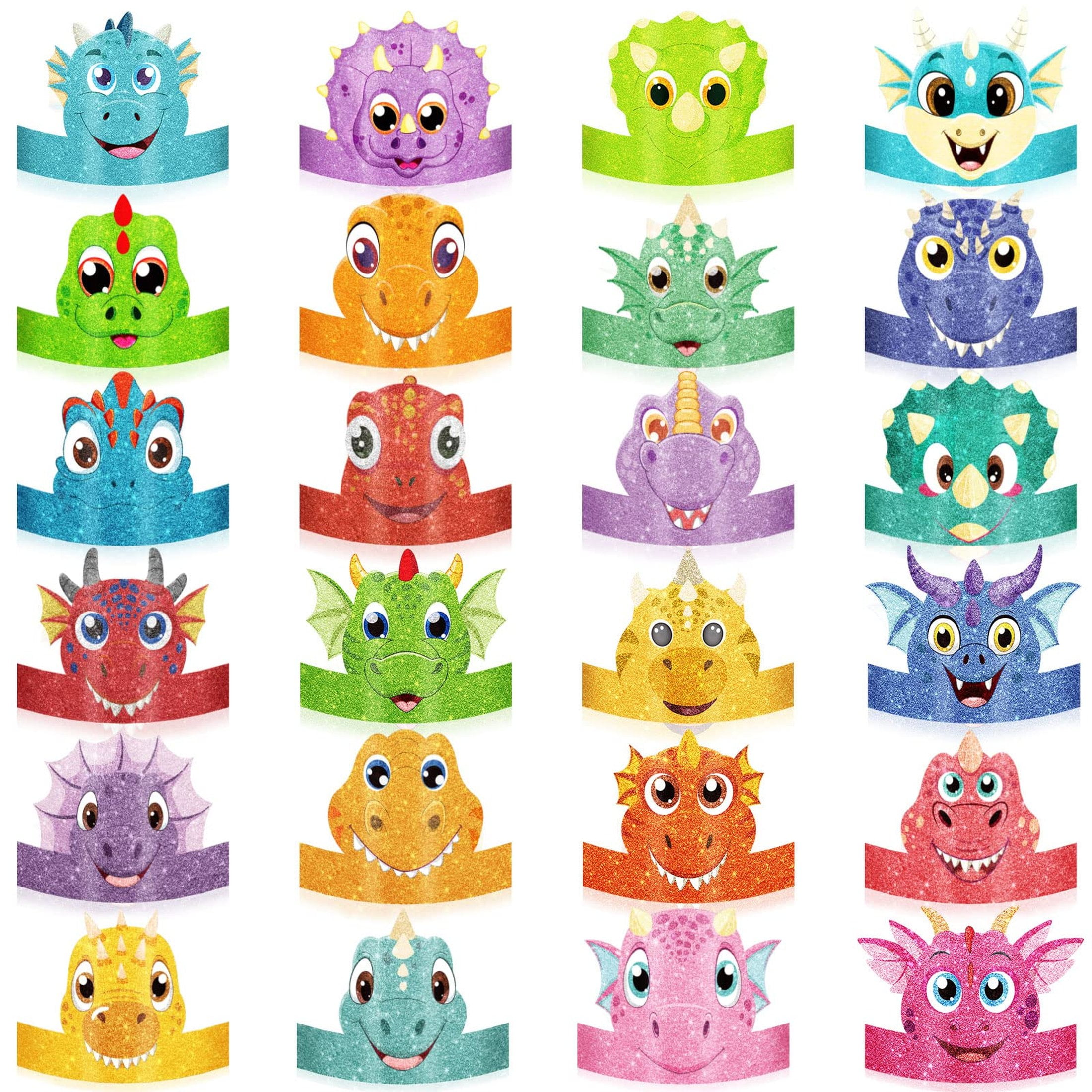 Dino Party Hat Set - 48 Pcs Dinosaur Headbands with Elastic Ropes ...