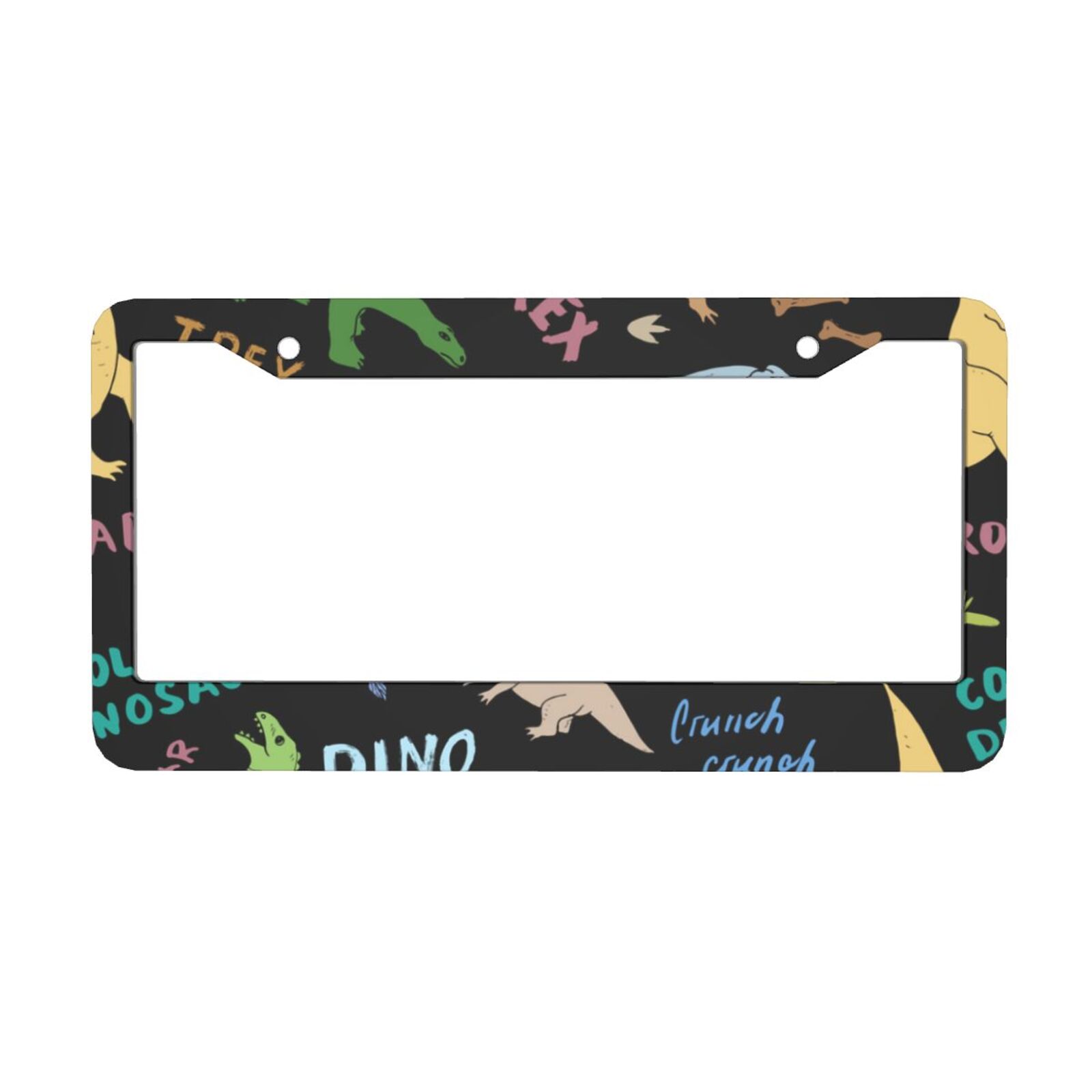 Dino Pattern Cute Cartoon Car License Plate Frame Aluminum Decorative ...