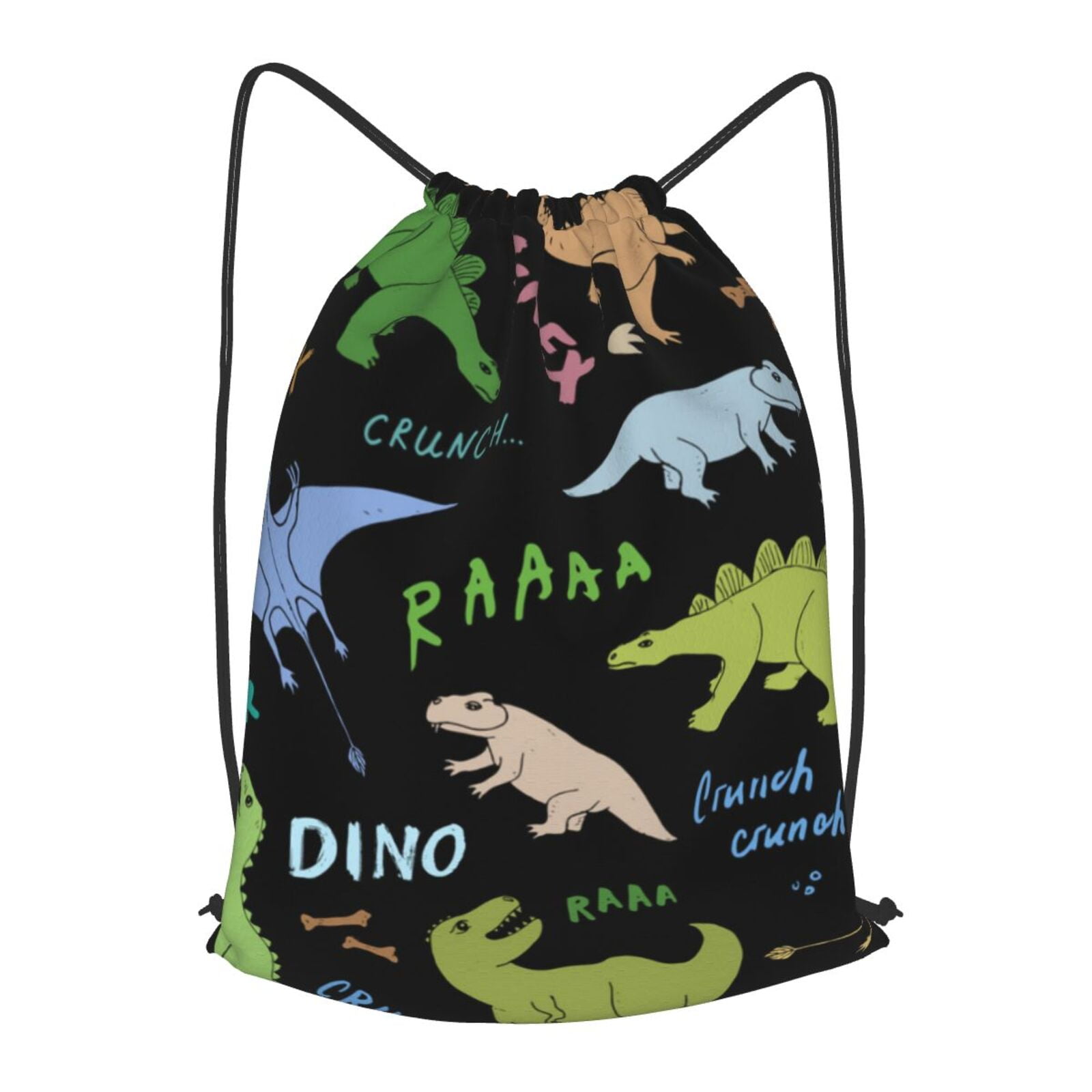 Dino Pattern Cute Cartoon Drawstring Backpack Gym String Bag Sports ...