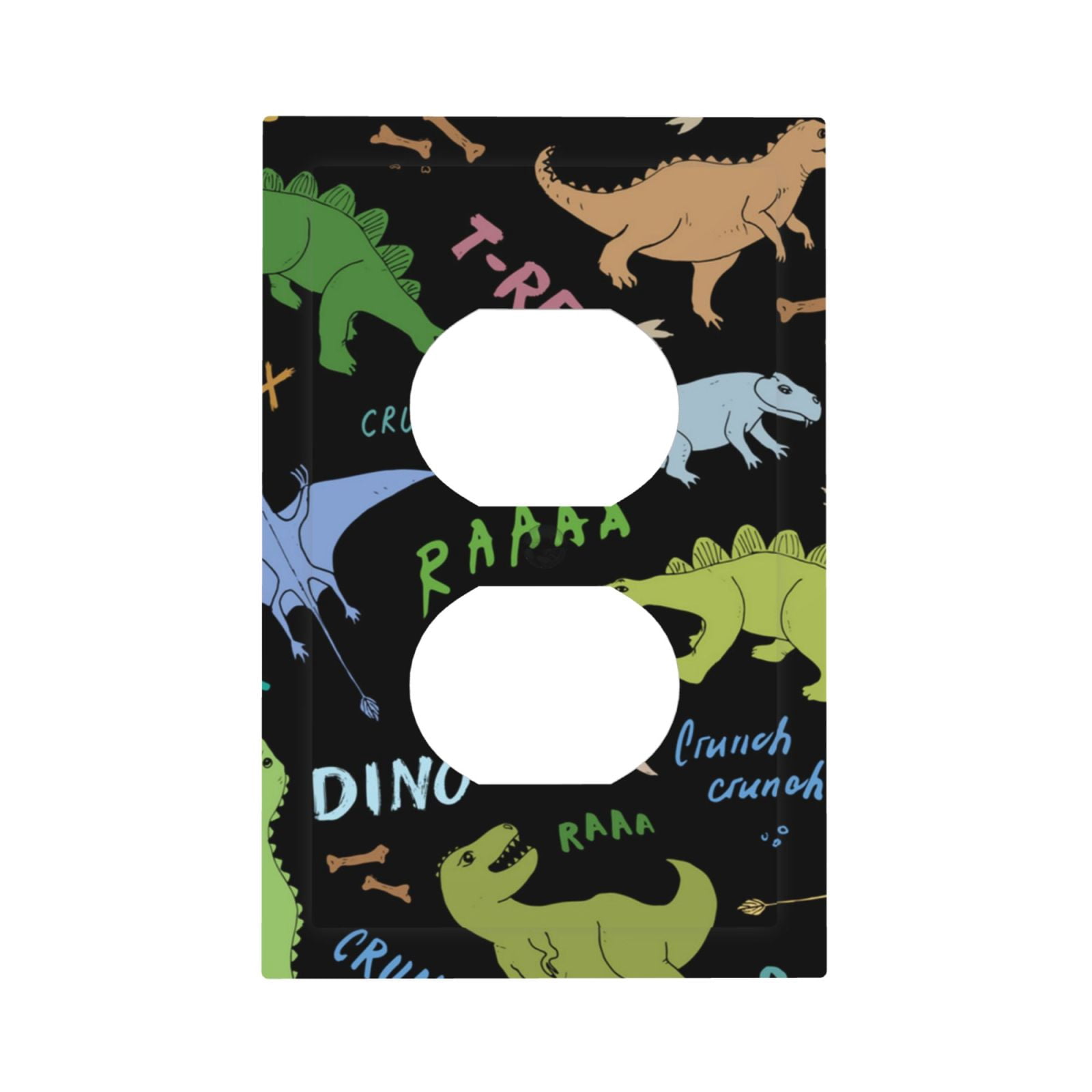 Dino Pattern Cute Cartoon Duplex Wall Plate 1 Gang Decorative ...