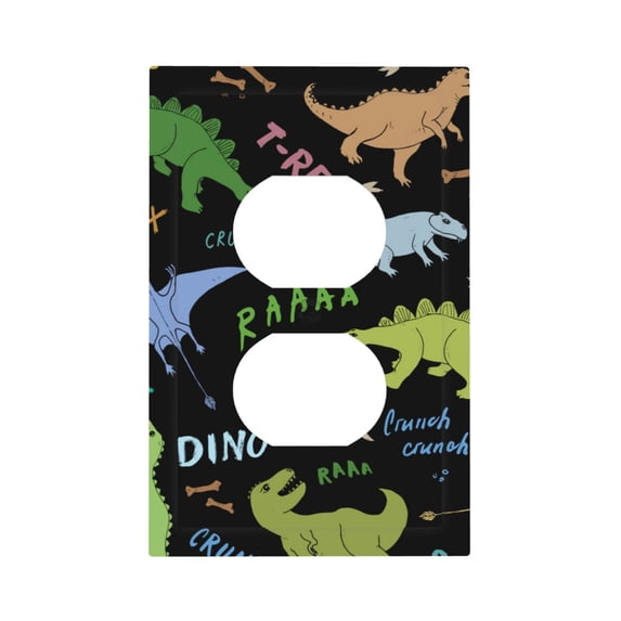 Dino Pattern Cute Cartoon Duplex Wall Plate 1 Gang Decorative ...