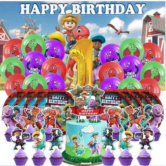 Dino Ranch Balloons Party Supplies 1st Decor Tableware Birthday Cake ...