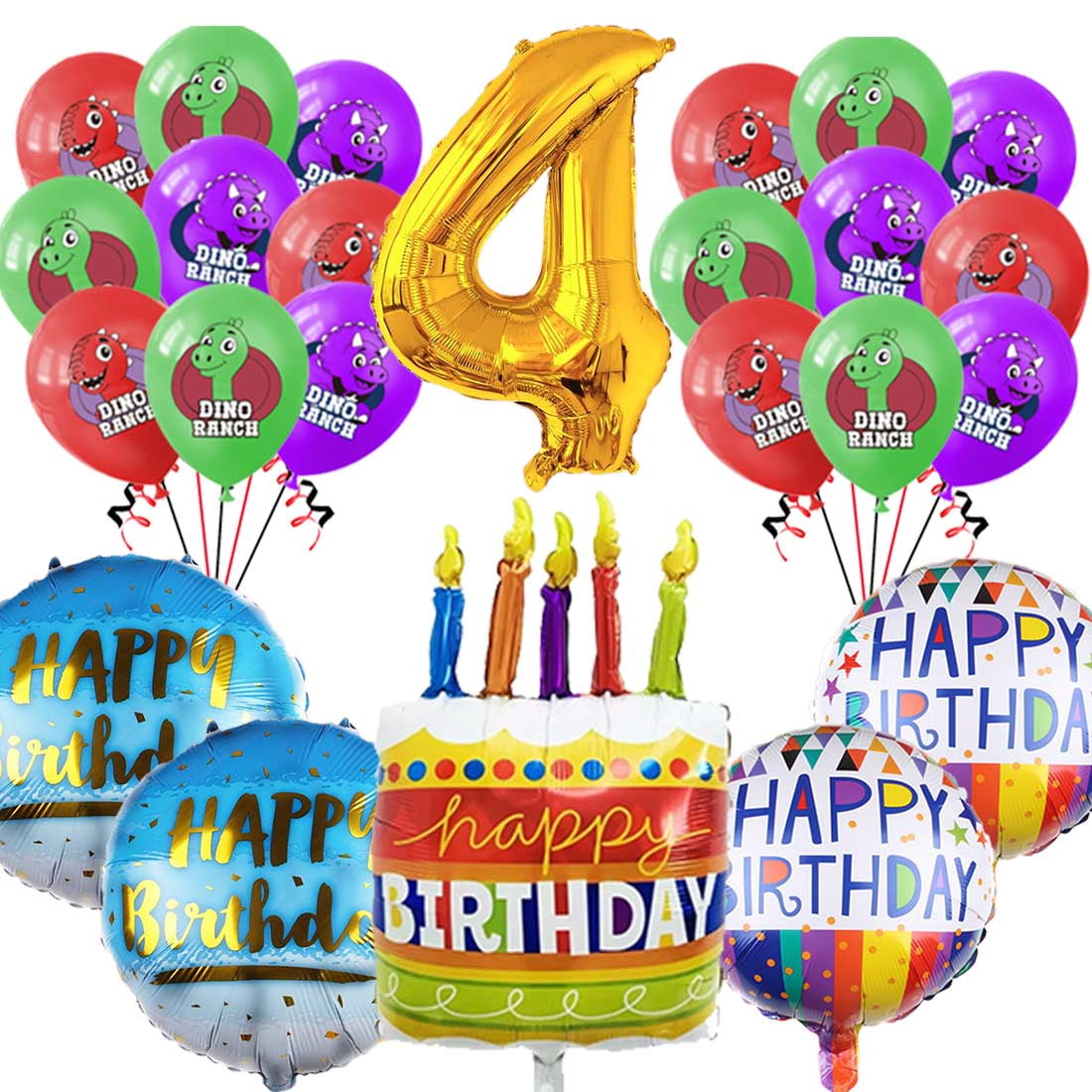 Dino Ranch Balloons Party Supplies 4th Big Number Decorations Decor Kit ...