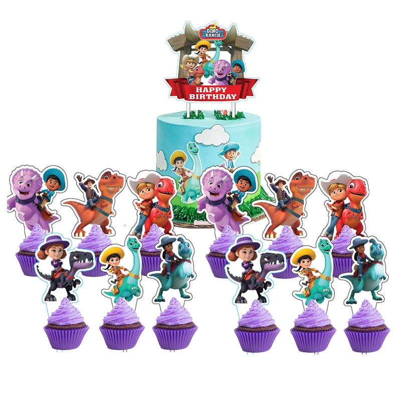 Dino Ranch Cake Topper CupcakeS Set Birthday Party Supplies Decoration ...