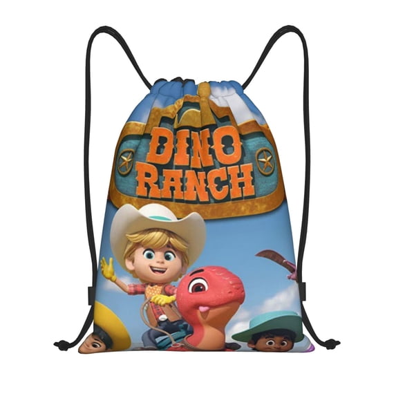 Dino Ranch Drawstring Backpack Bag, Lightweight Water-Resistant Gym ...