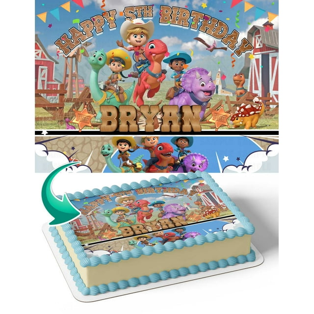 Dino Ranch Edible Image Cake Topper Personalized Birthday Sheet Decal ...