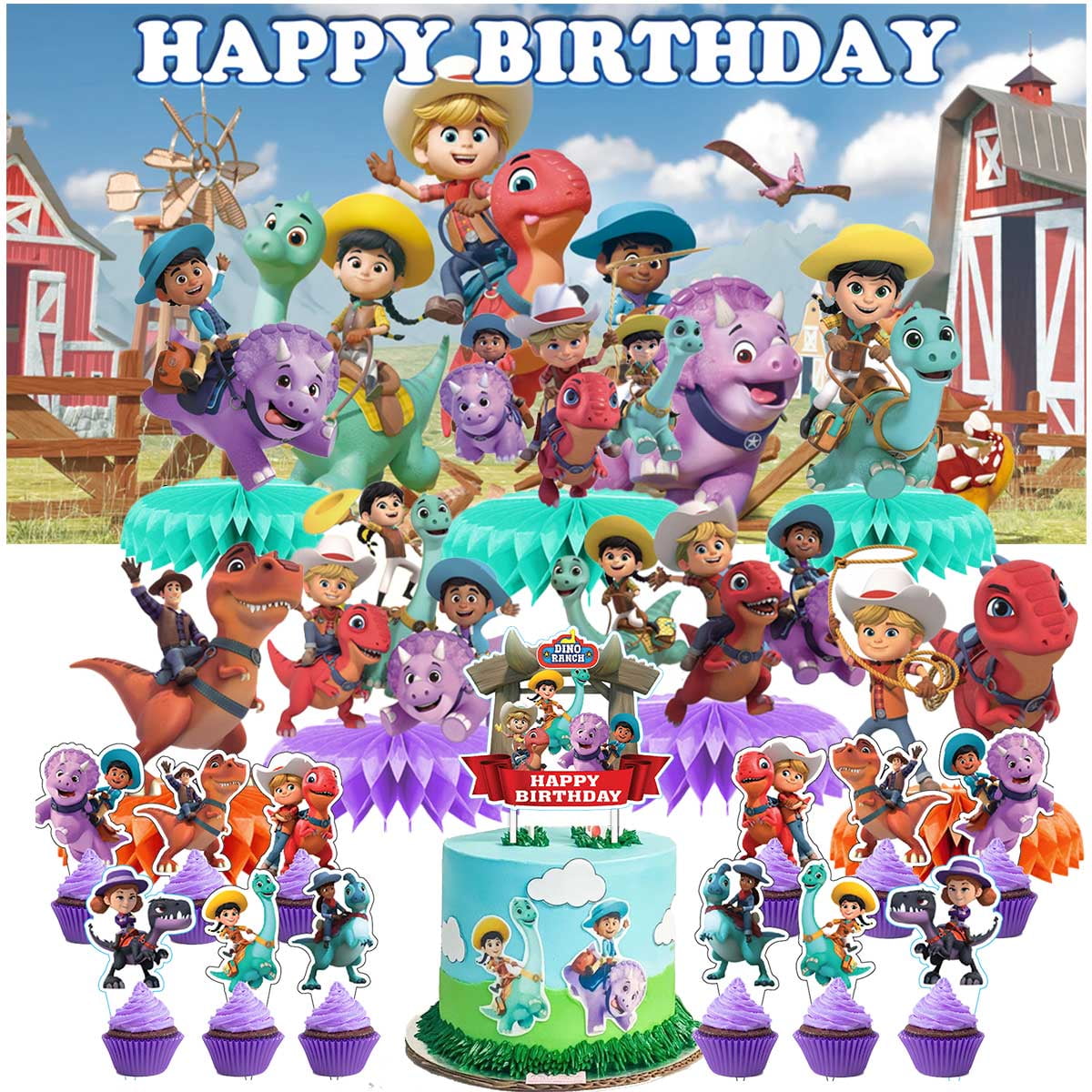 Dino Ranch Honeycomb Centerpieces Table Toppers Decorations for ...