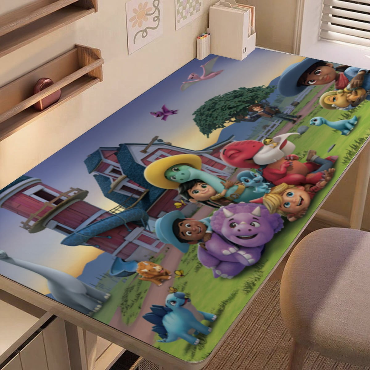 Dino Ranch-themed extra-large Non-Slip Base leather Desk Table mat ...