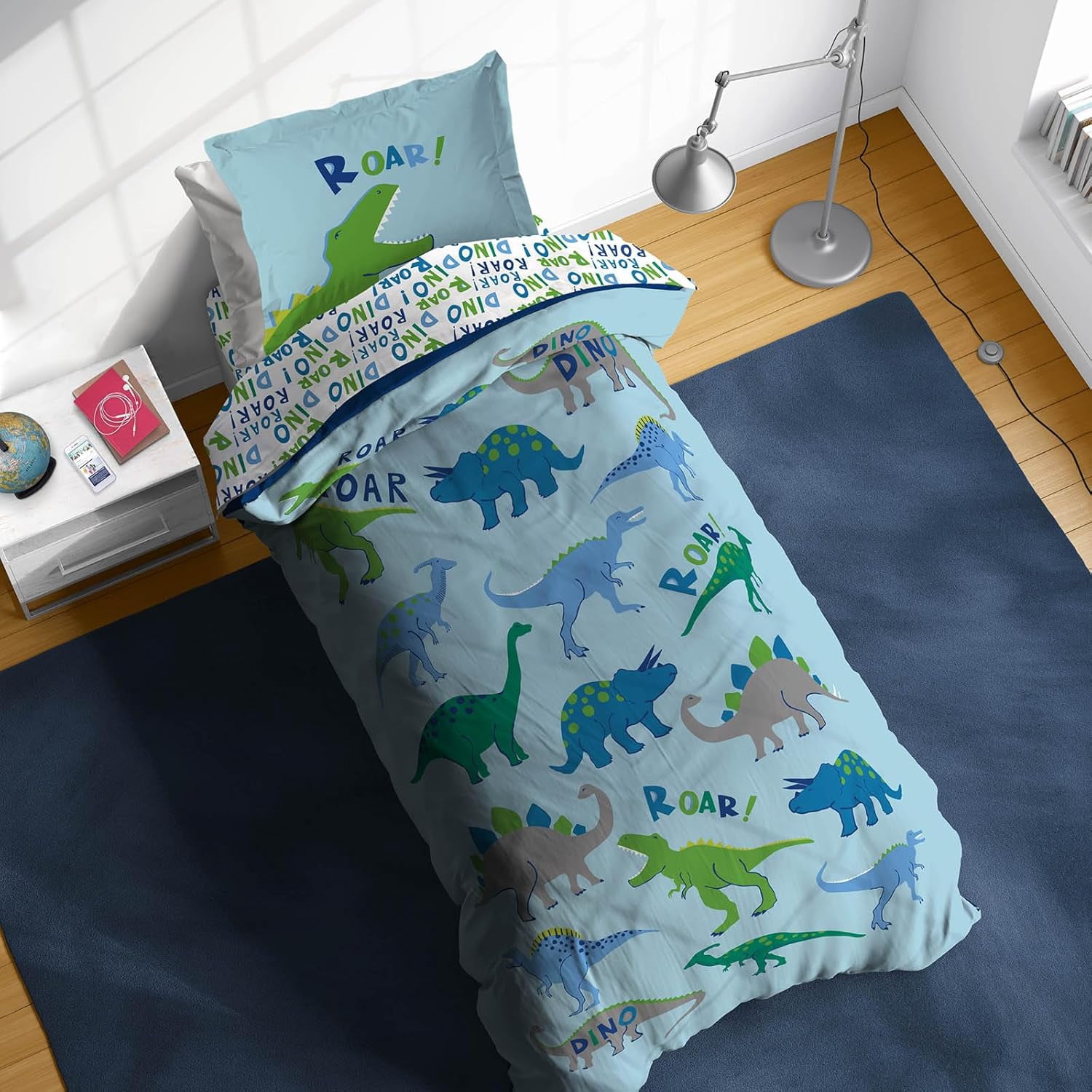 Dino Roar Twin Comforter Set - 5 Piece Kids Bedding with Comforter ...