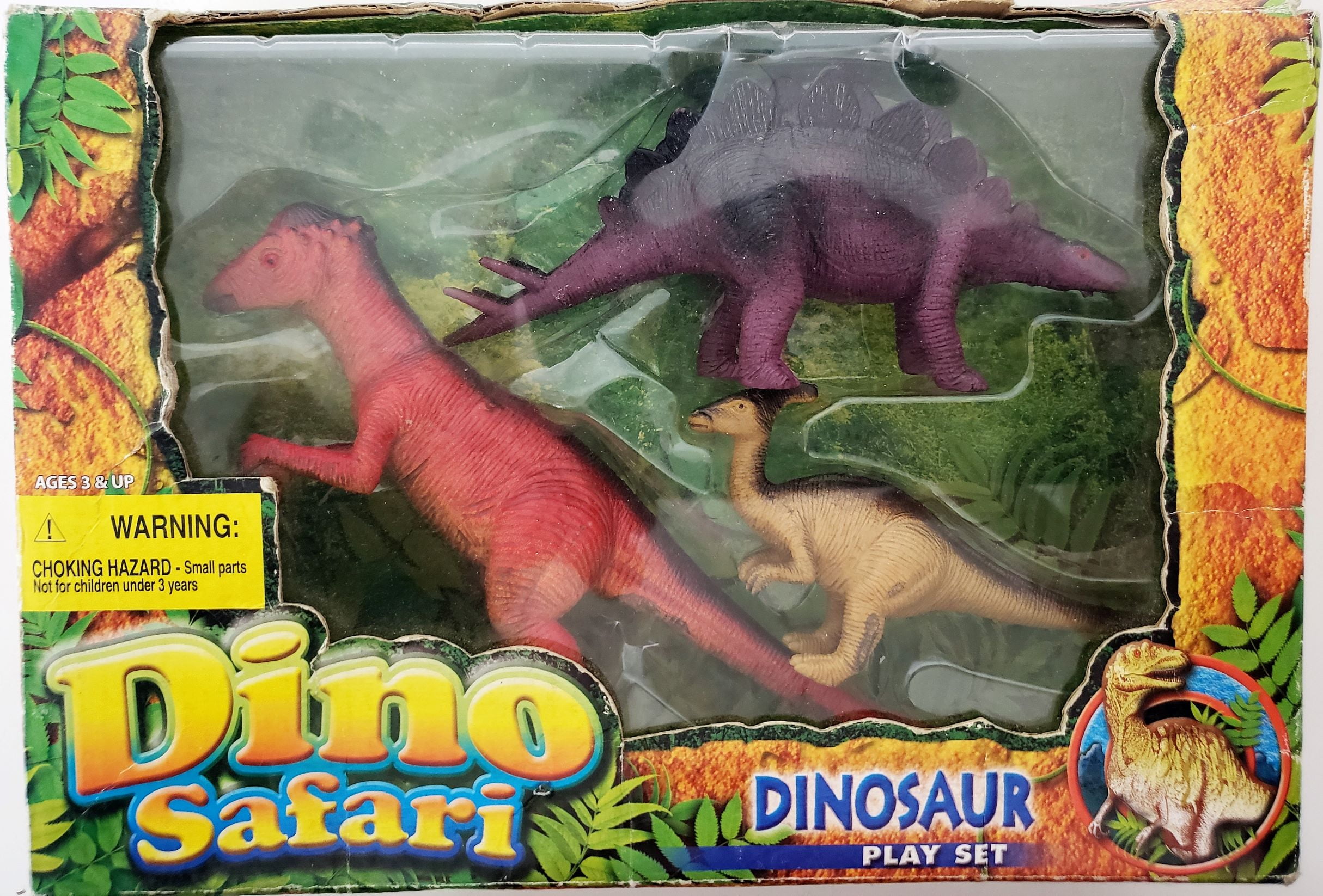 Dino Safari Dinosaur Playset Set of 3 Raptor, Stegosaurus, T-Rex ...