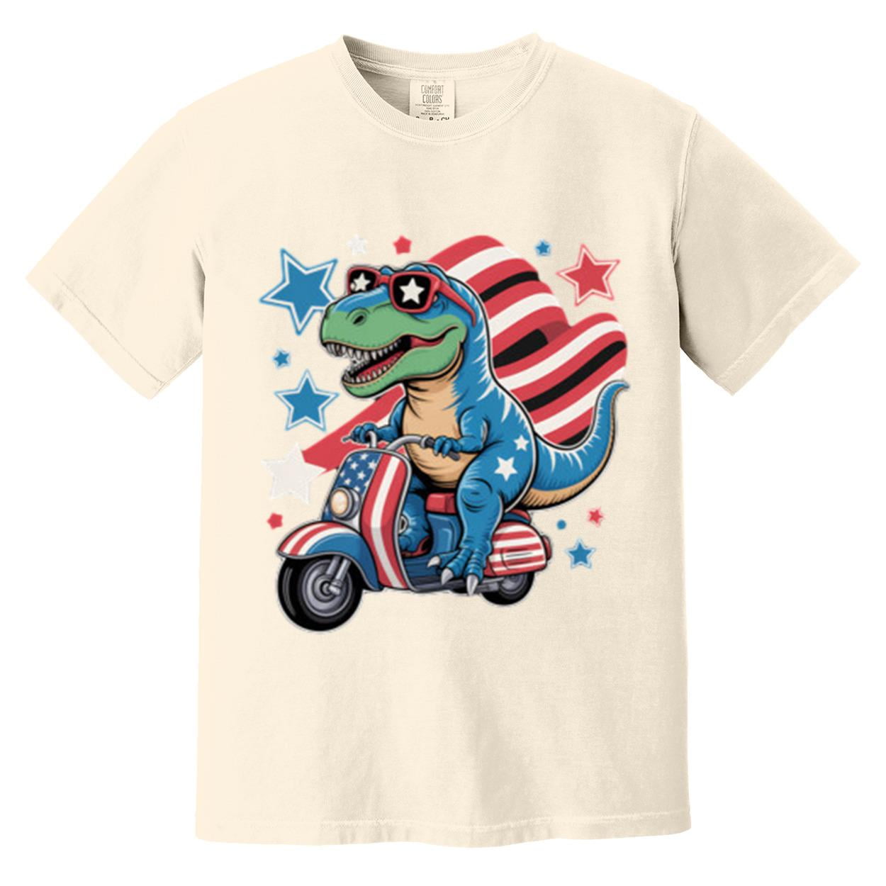 Dino Scooter Comfort Color T-shirt Celebrate Freedom with a Patriotic T ...