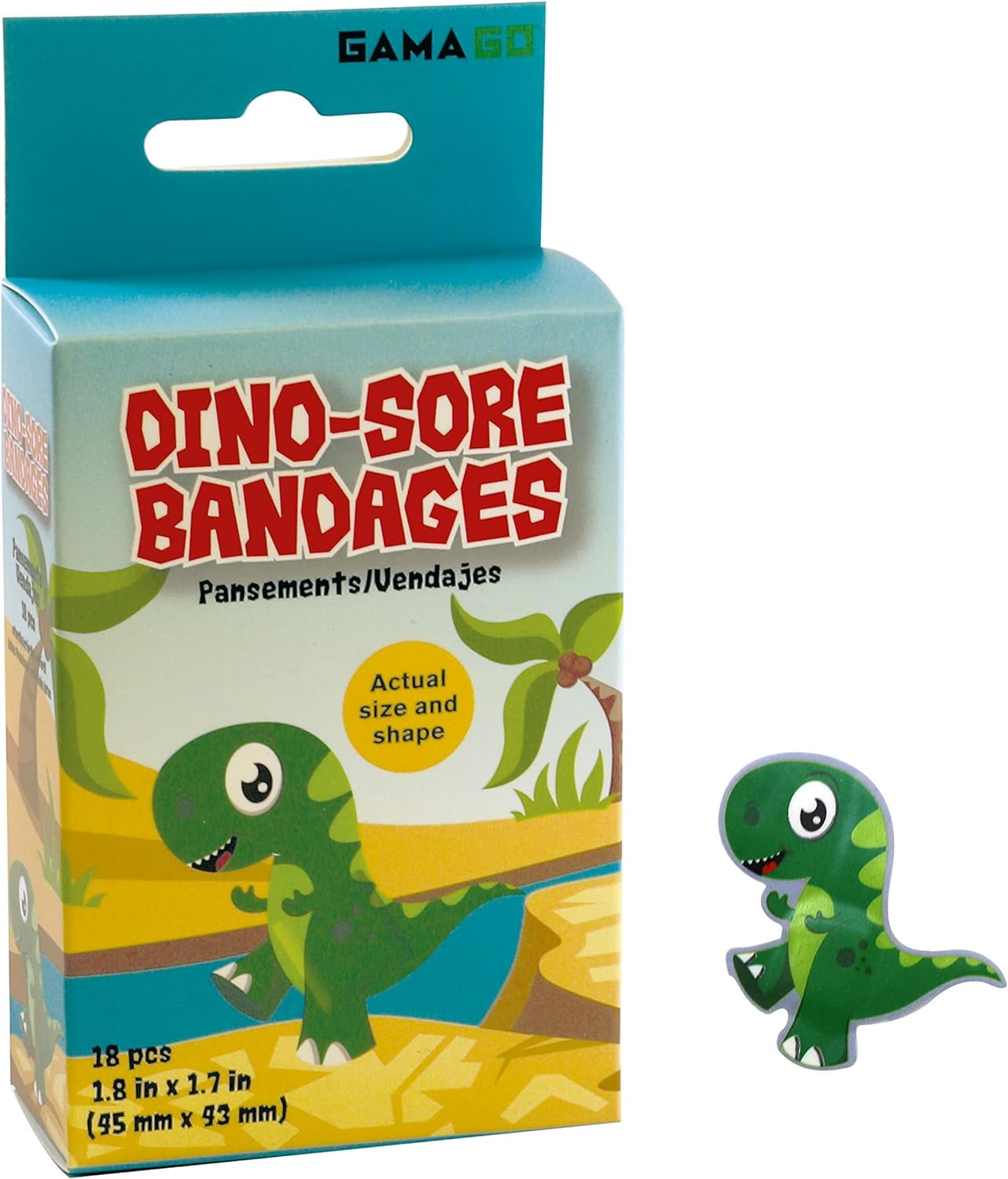 Dino-Sore Bandages for Kids & Kidults - Set of 18 Individually Wrapped ...