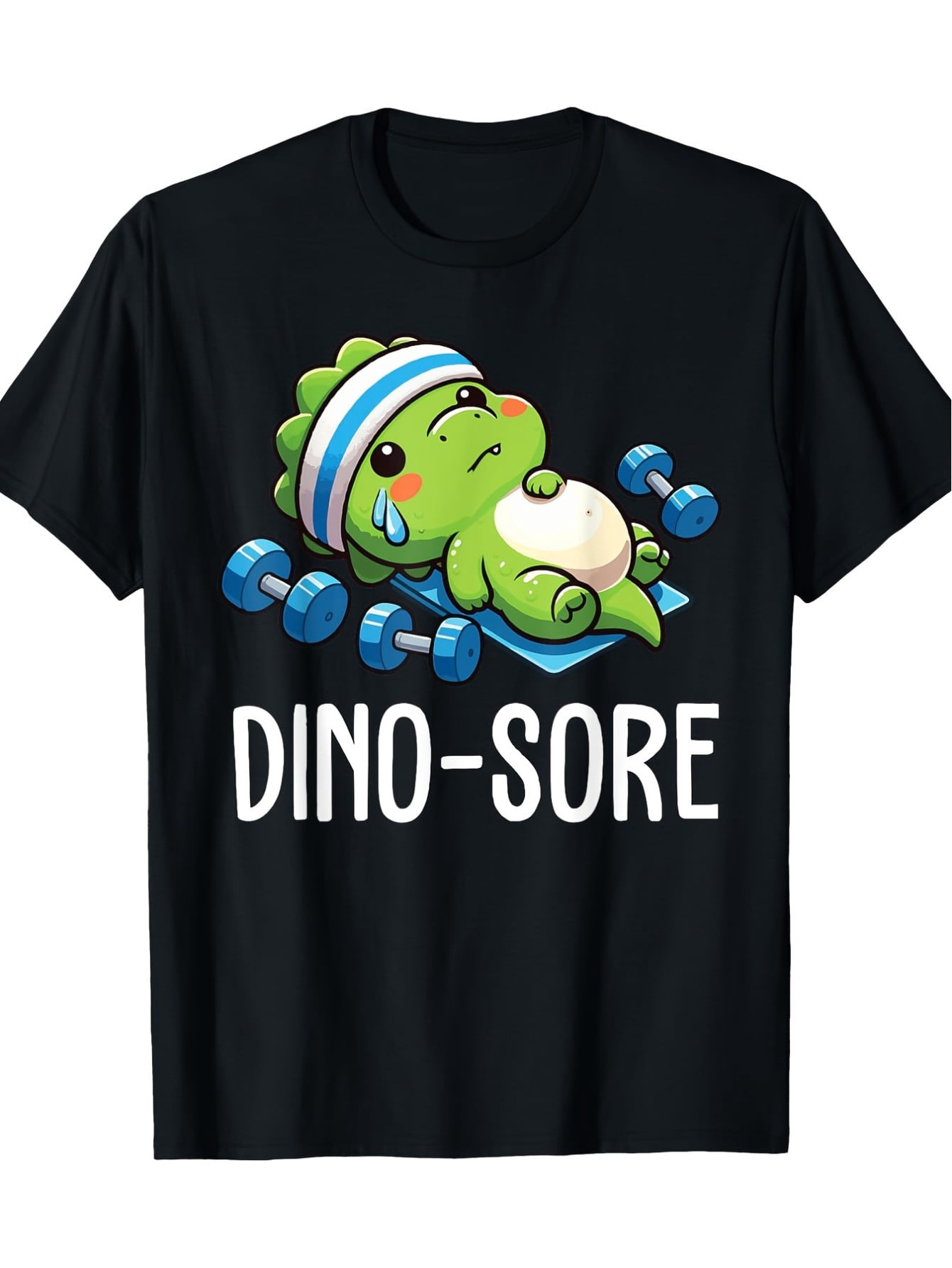 Dino Sore" Fun Gym Dinosaur Weightlifting Graphic Tee - 100% Cotton ...