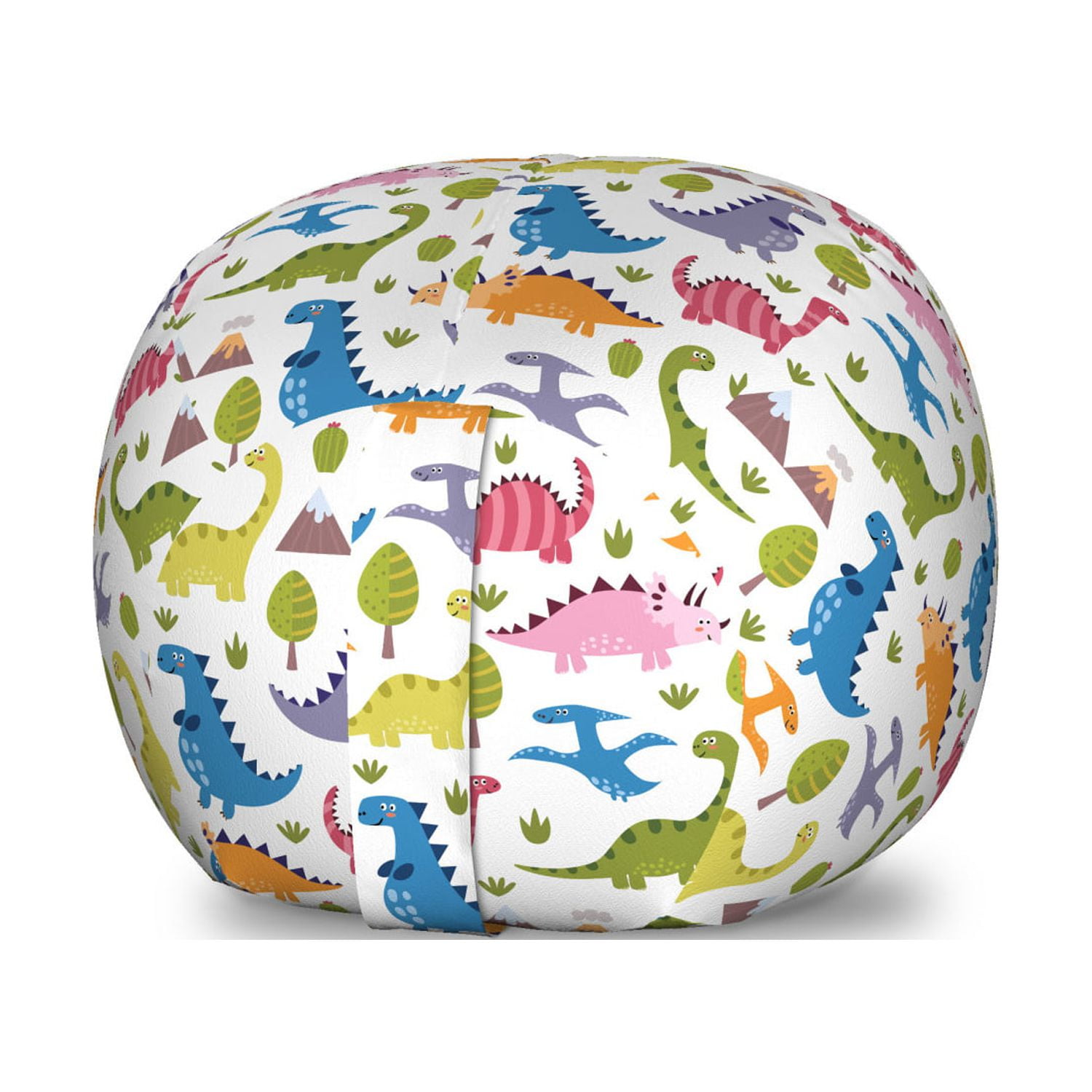 Dino Storage Toy Bag Chair, Cartoon Style Colorful Dinosaurs T-Rex ...