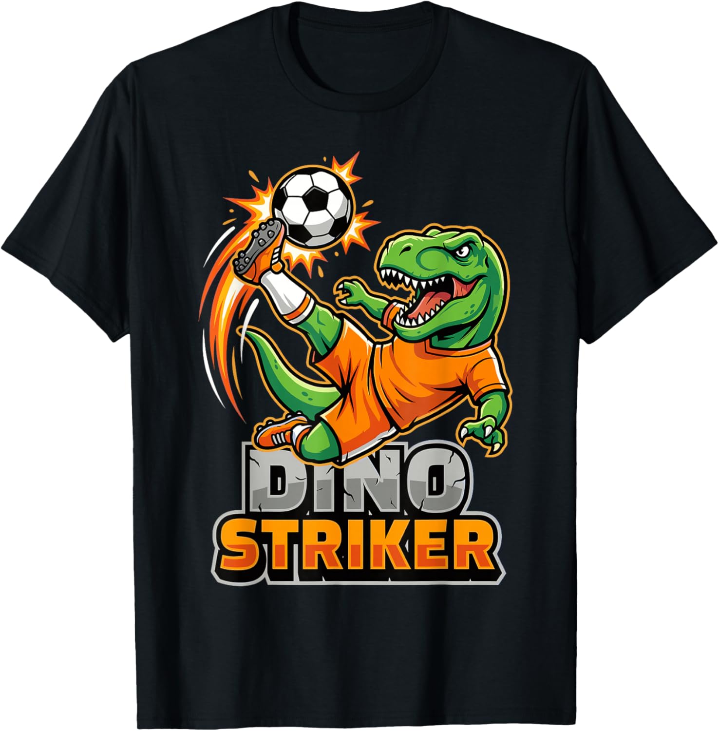 Dino Striker T-Rex Soccer Kick Funny Dinosaur Sports T-Shirt- American ...