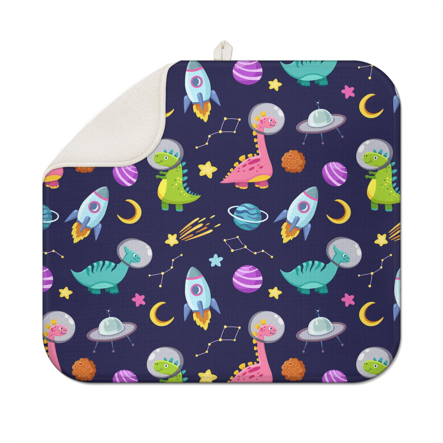 Dino Themed Dish Drying Mat - Funny Roaring Dinosaur Microfiber Pad ...