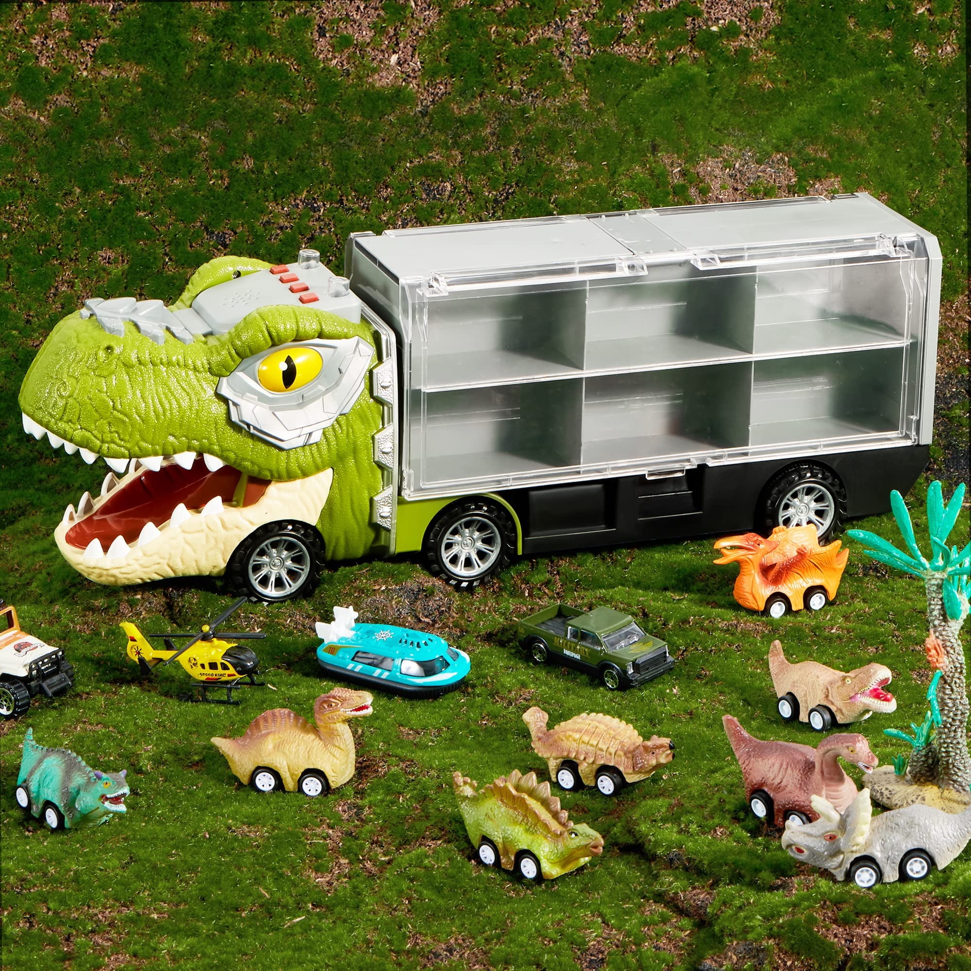 Dino Transport Carrier Truck with Mini Dino Car Set - Walmart.com