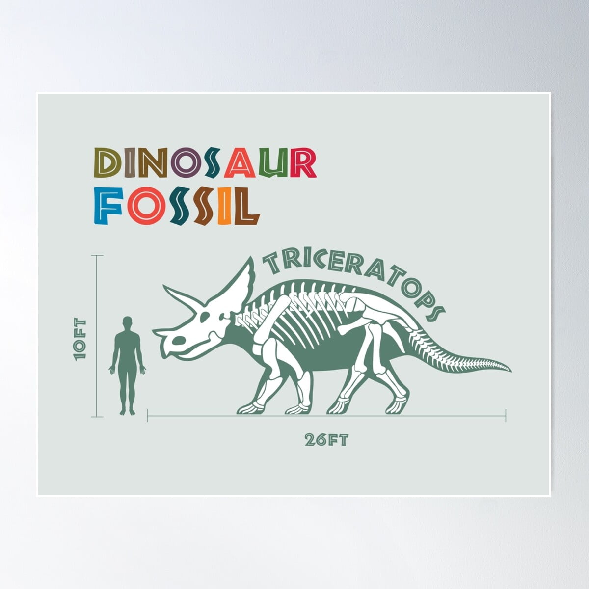 Dino Triceratops Fossil Poster Wall Art, Modern Wall Decor For Living ...