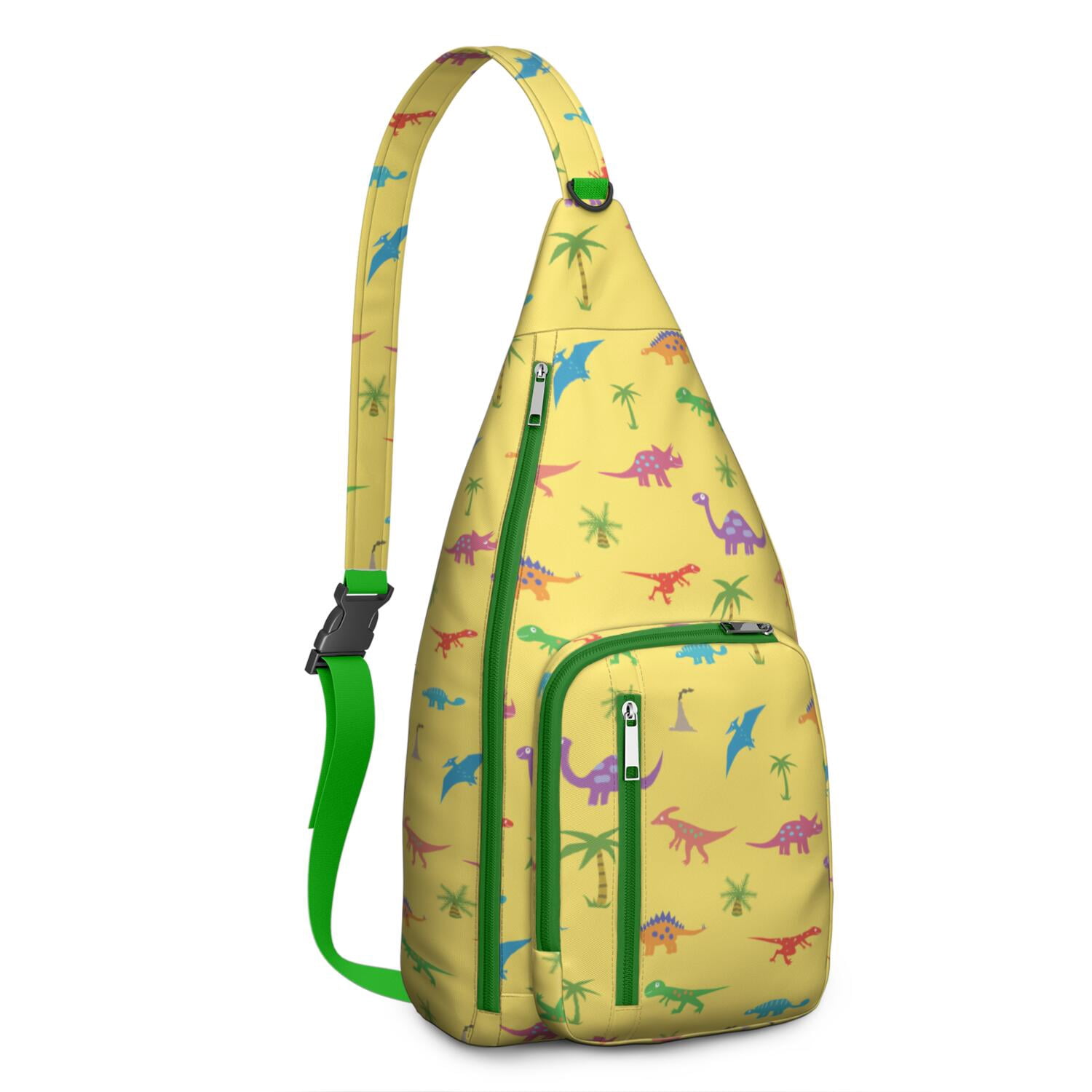 Dino World Sling Backpack - Colorful Prehistoric Pattern Shoulder Bag ...
