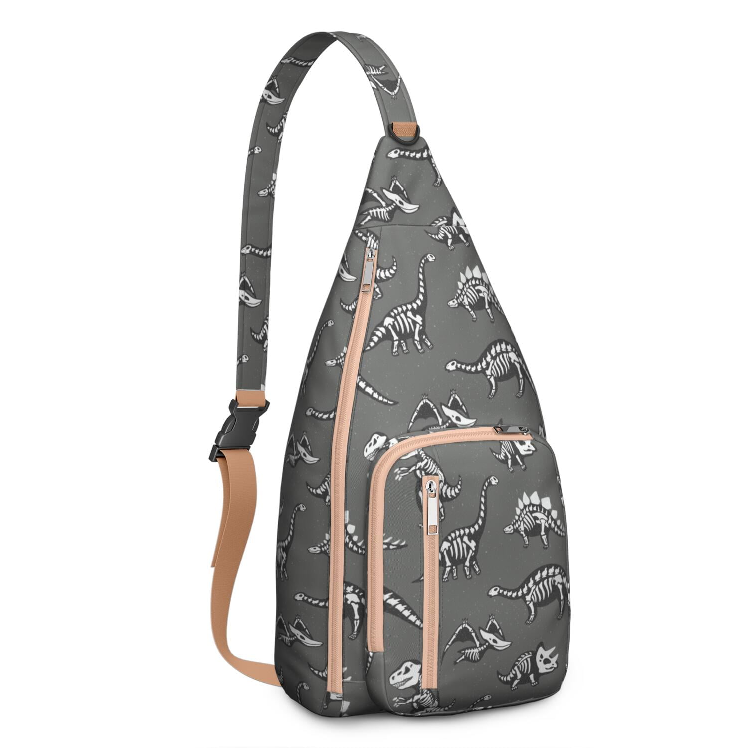 Dino World Sling Backpack - Colorful Prehistoric Pattern Shoulder Bag ...