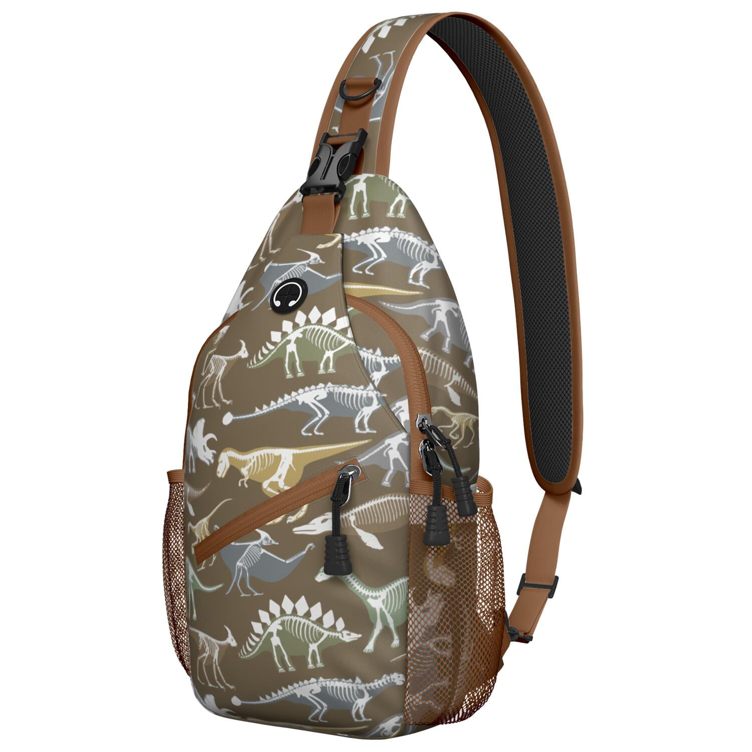 Dino and Galaxy Pattern Sling Backpack for Women, Colorful Cartoon ...