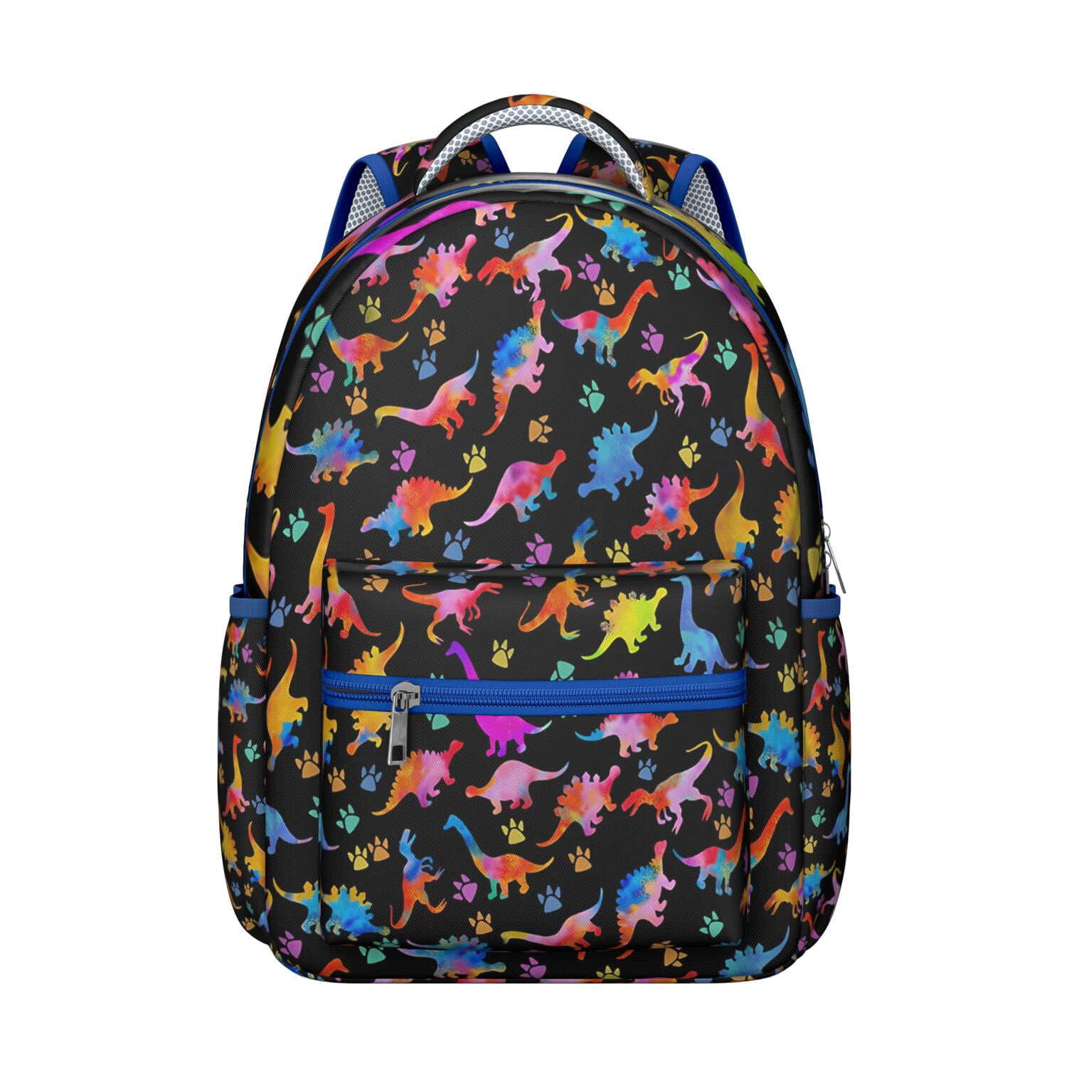 Dino and Planets Print Student Backpack Cute Cartoon Dinosaur Pattern ...