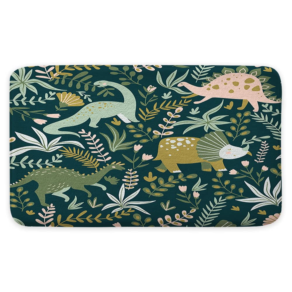 DinoLeaf Adventure Bath Mat - Fun & Colorful Non-Slip Kids Bathroom Rug ...