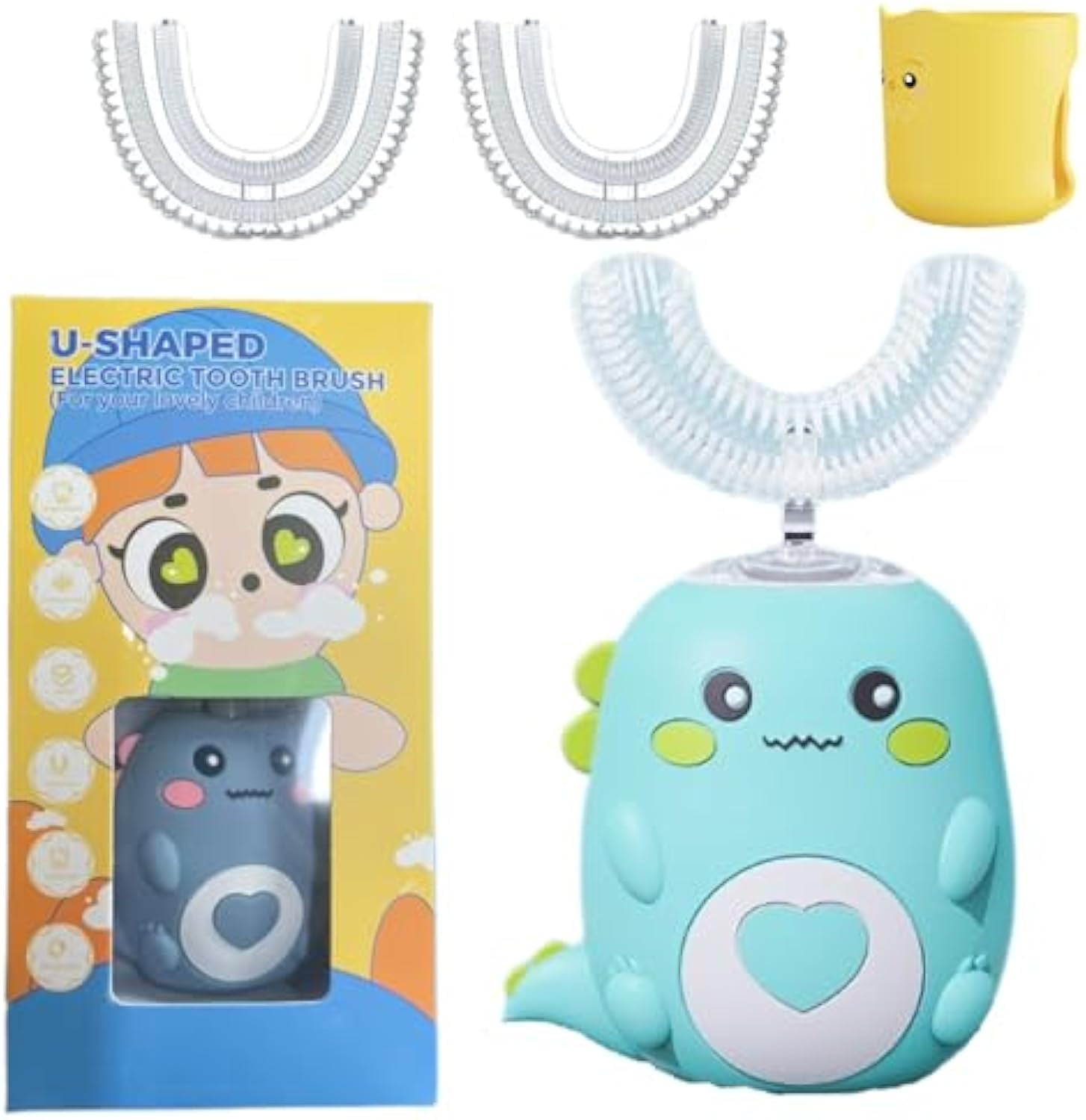 Dinobrush 360 Kids Toothbrush, Electric Tooth Brush with U Shaped ...