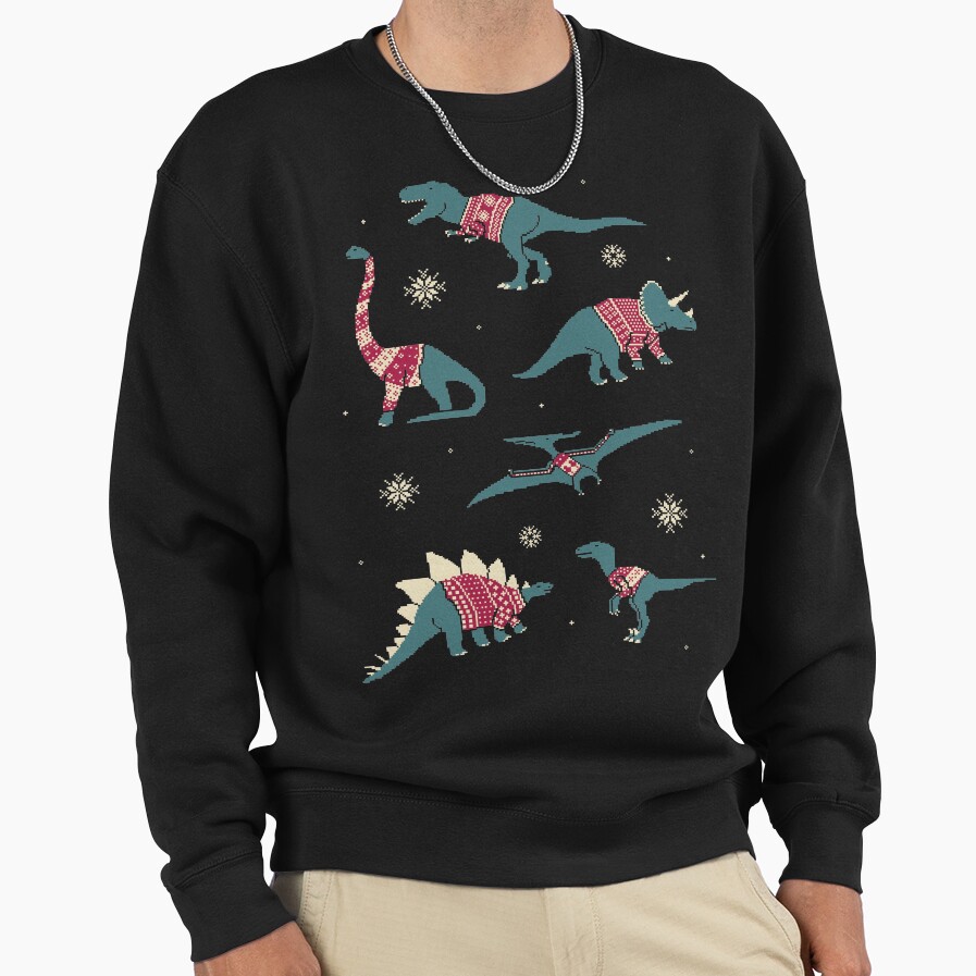 Dinos In Sweaters Dinosaur Christmas Funny Holiday Retro Graphic Art ...