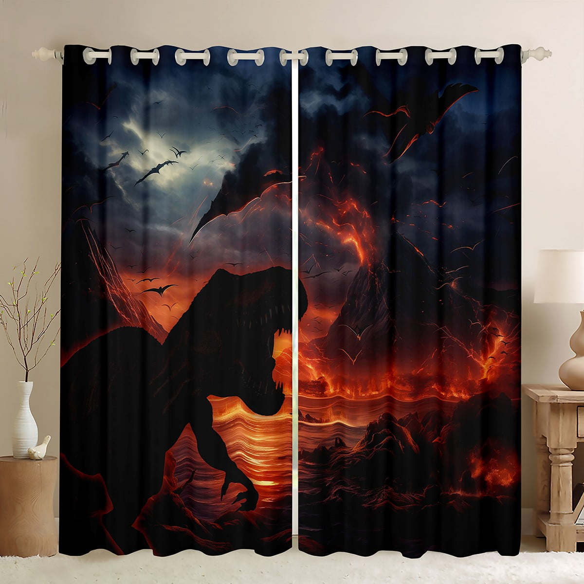Dinosaor 30%-50% Blackout Curtains 3D Realistic Dinosaur Pattern ...
